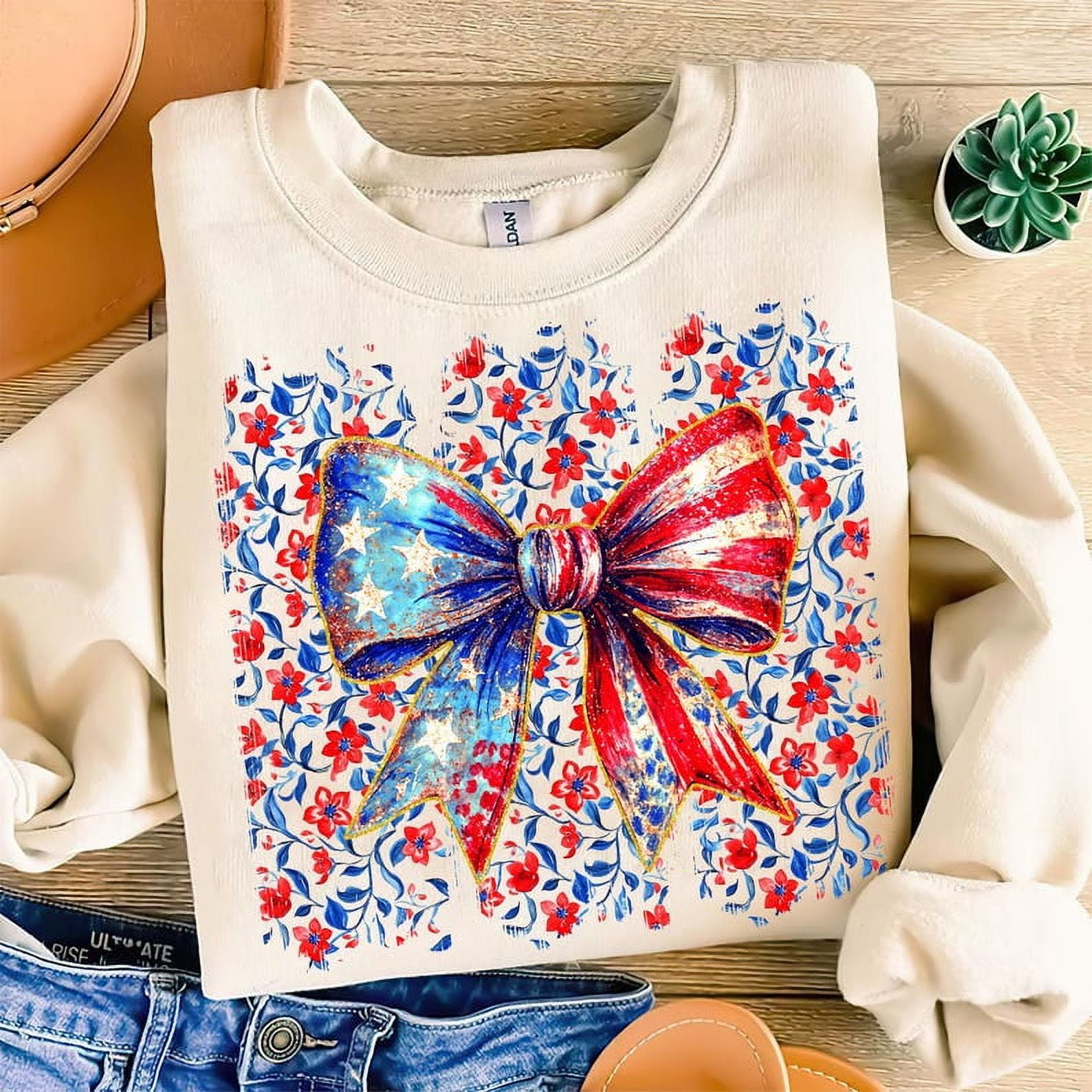 American Girl Sweatshirt, Coquette 4th of July Shirt, Freedom Bow ...