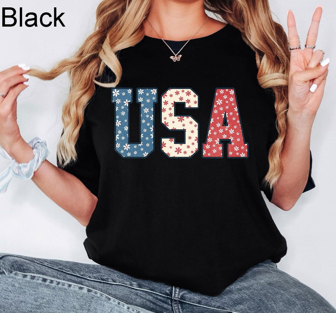 American Girl USA Shirt, Floral USA Tee, American Shirts, Fourth of July Apparel, 4th of July ...