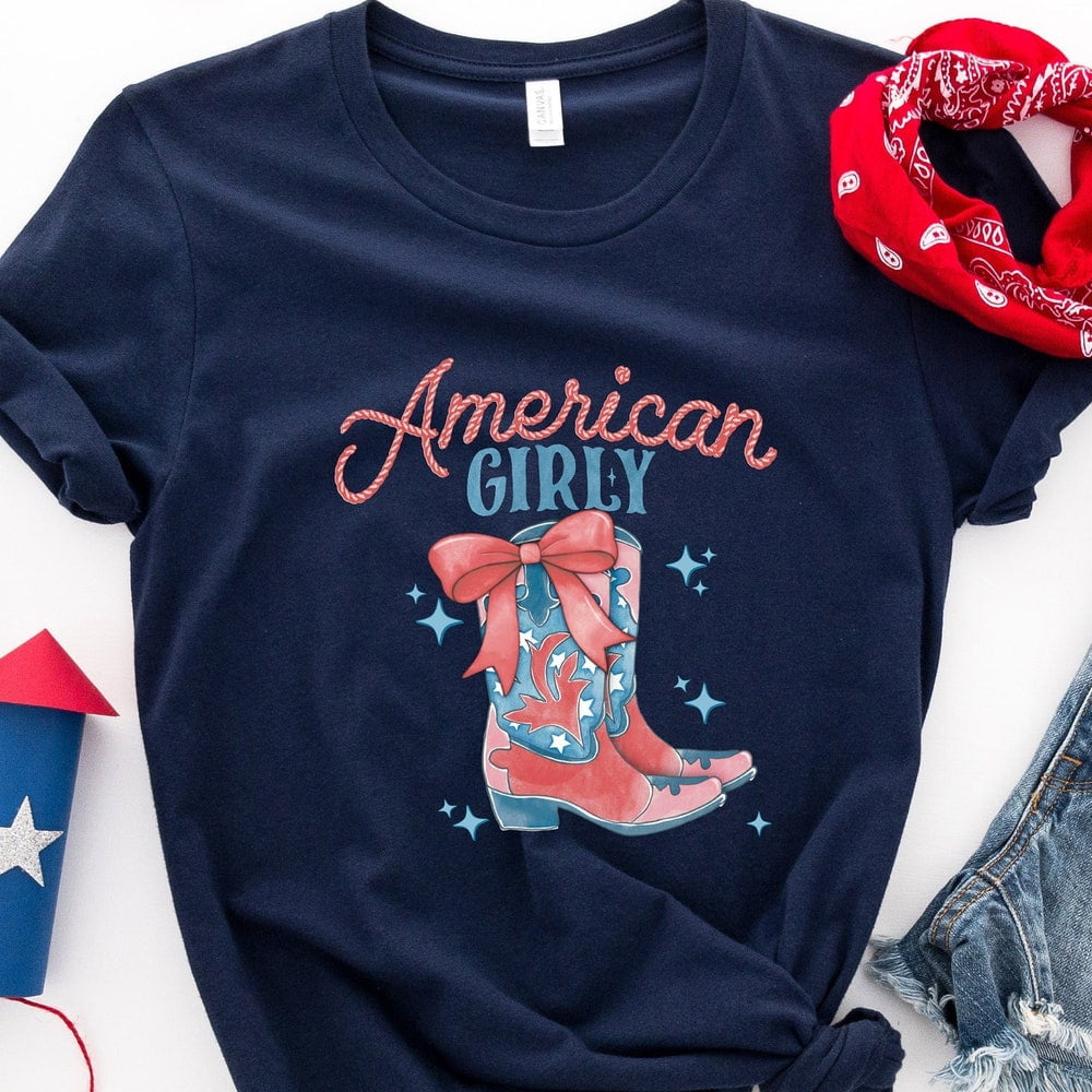 American Girly Shirt, 4Th Of July Cowboy Shirt, Cowboy Boots Shirt ...