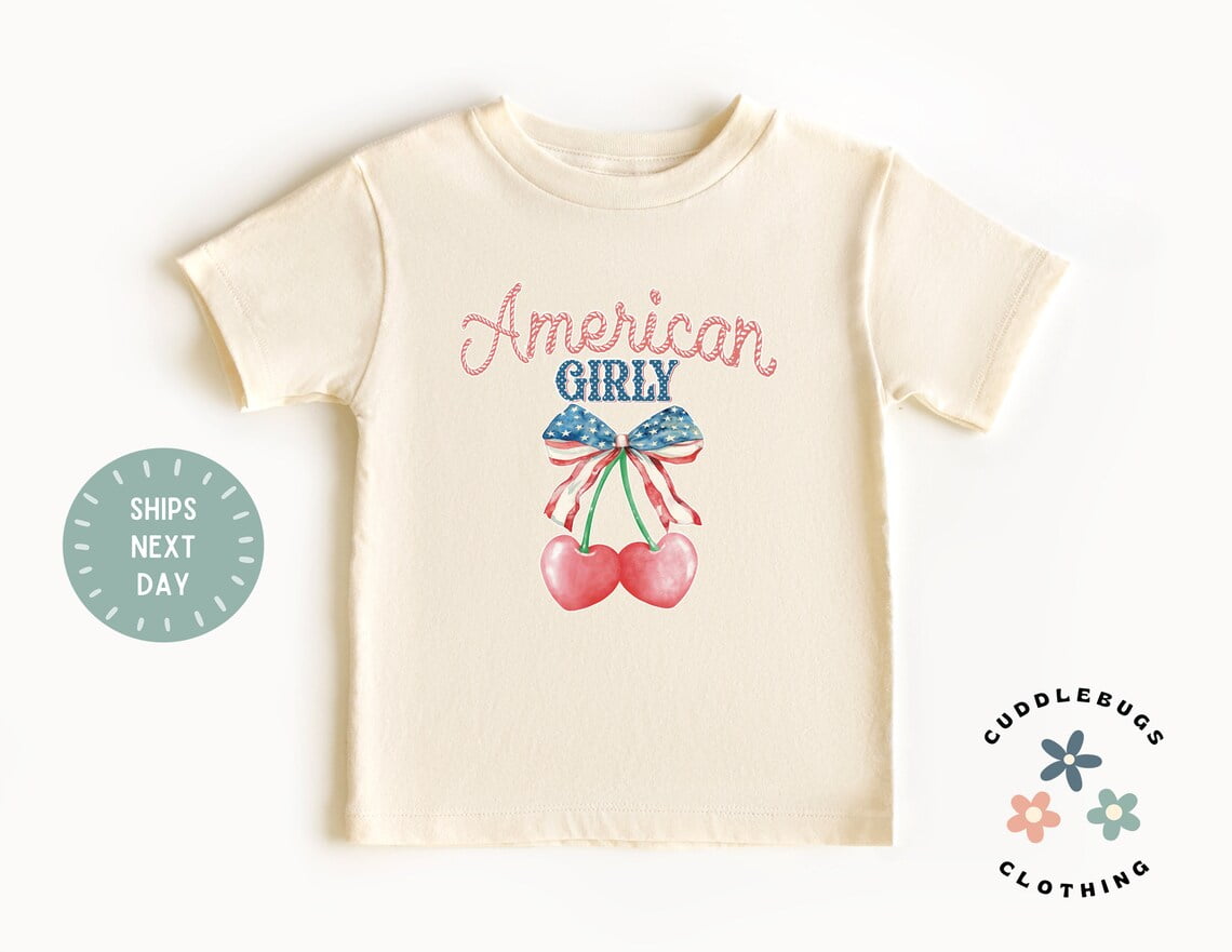 American Girly Toddler Girl Shirt - Retro Fourth Of July Kids Shirt ...