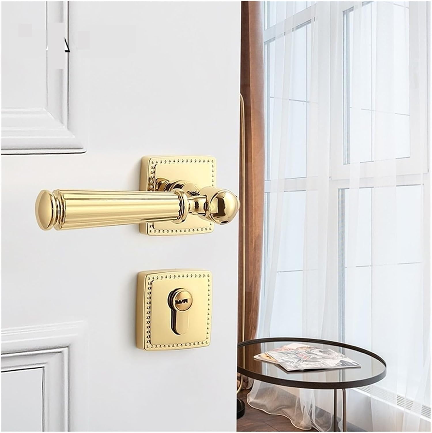 American Gold Door Lock Light Luxury Indoor Nordic PVD Bright Gold Door ...