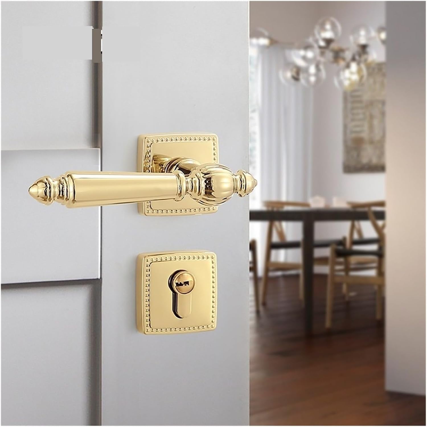 American Gold Door Lock Light Luxury Indoor Nordic PVD Bright Gold Door ...