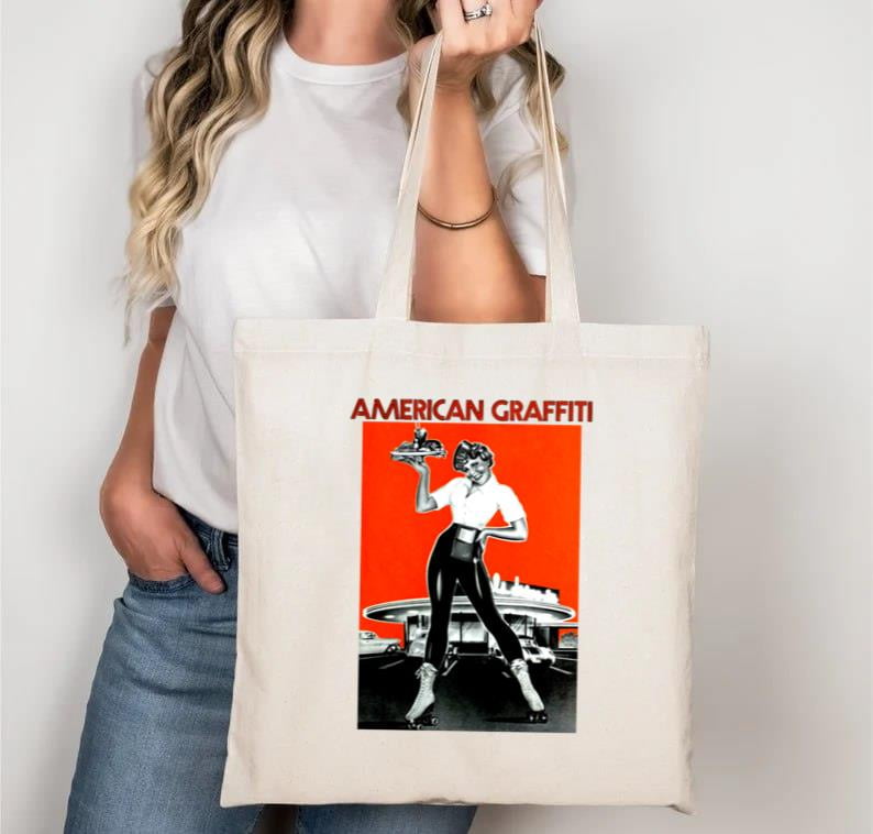 American Graffiti Classic 60s Movie George Lucas Cars Diner, Tote Bag ...