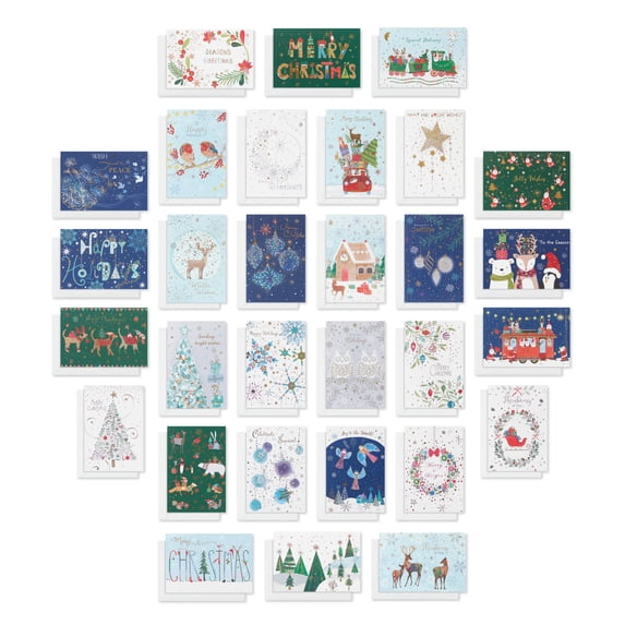 American Greetings, Christmas Cards, 30-Count, Wintery Holiday Design ...