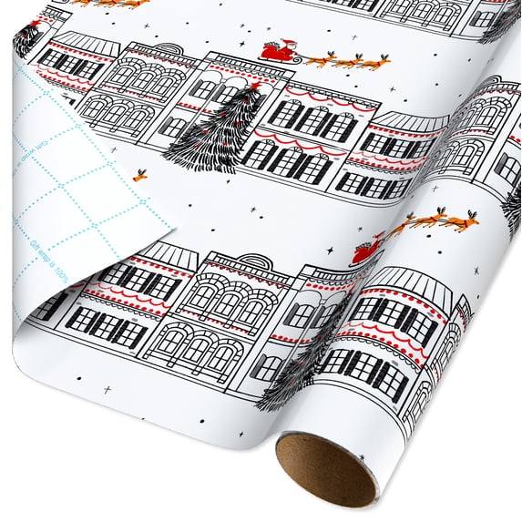American Greetings 1-Count Christmas Wrapping Paper Roll, Black-and ...