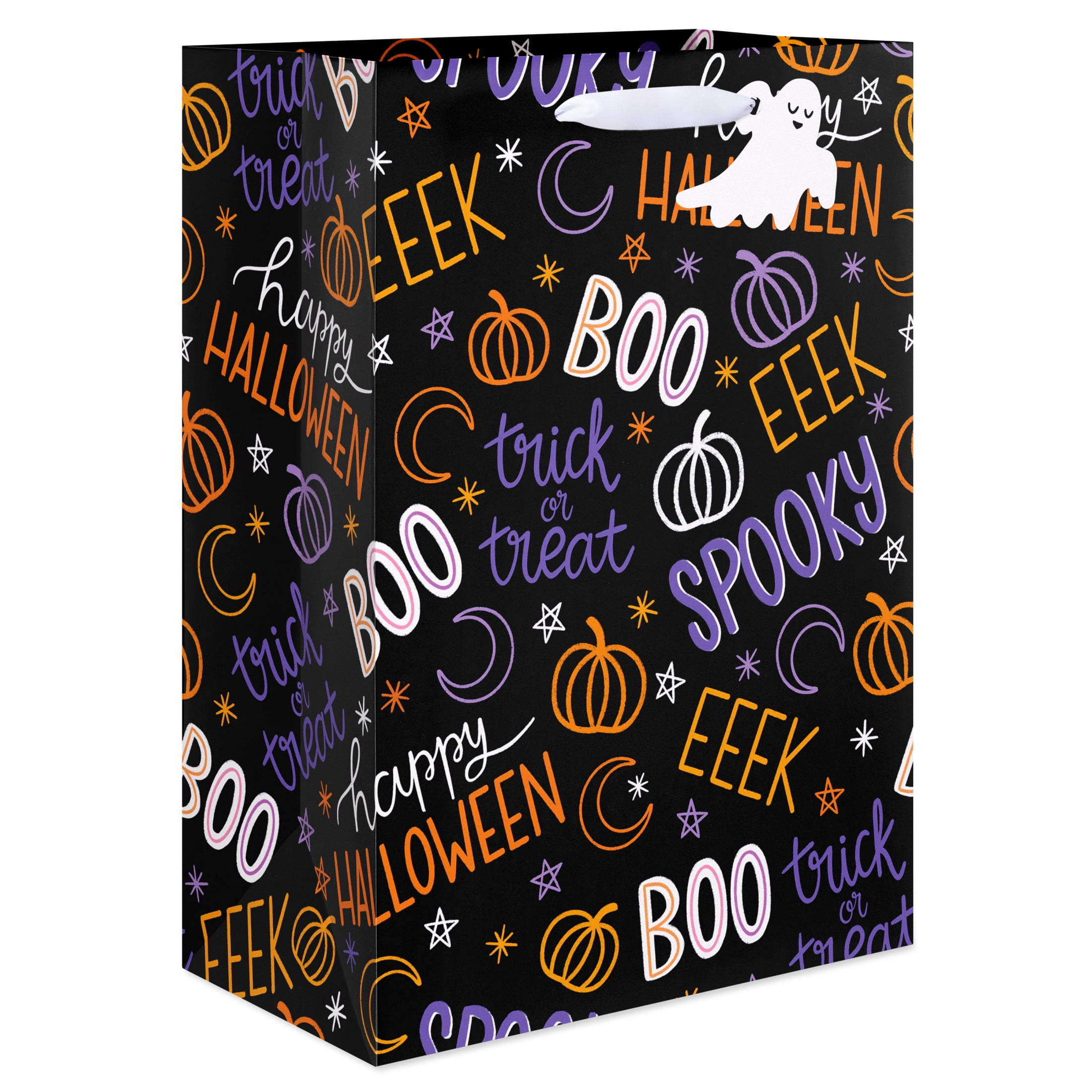 American Greetings 10" Medium Halloween Black Gift Bag, Eeek Spooky Boo ...