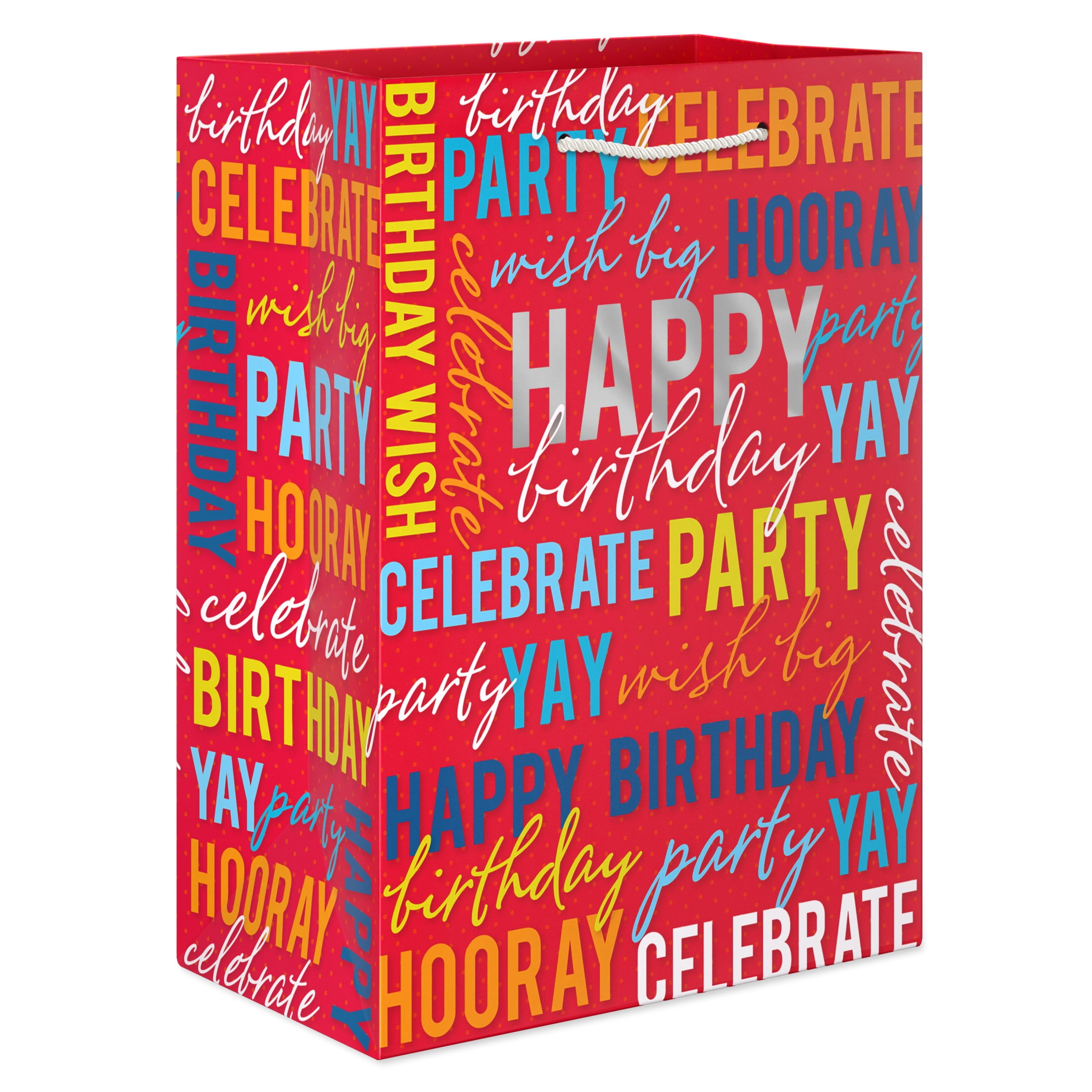 American Greetings 12.75 in. Large Red Happy Birthday Gift Bag (1-Count ...