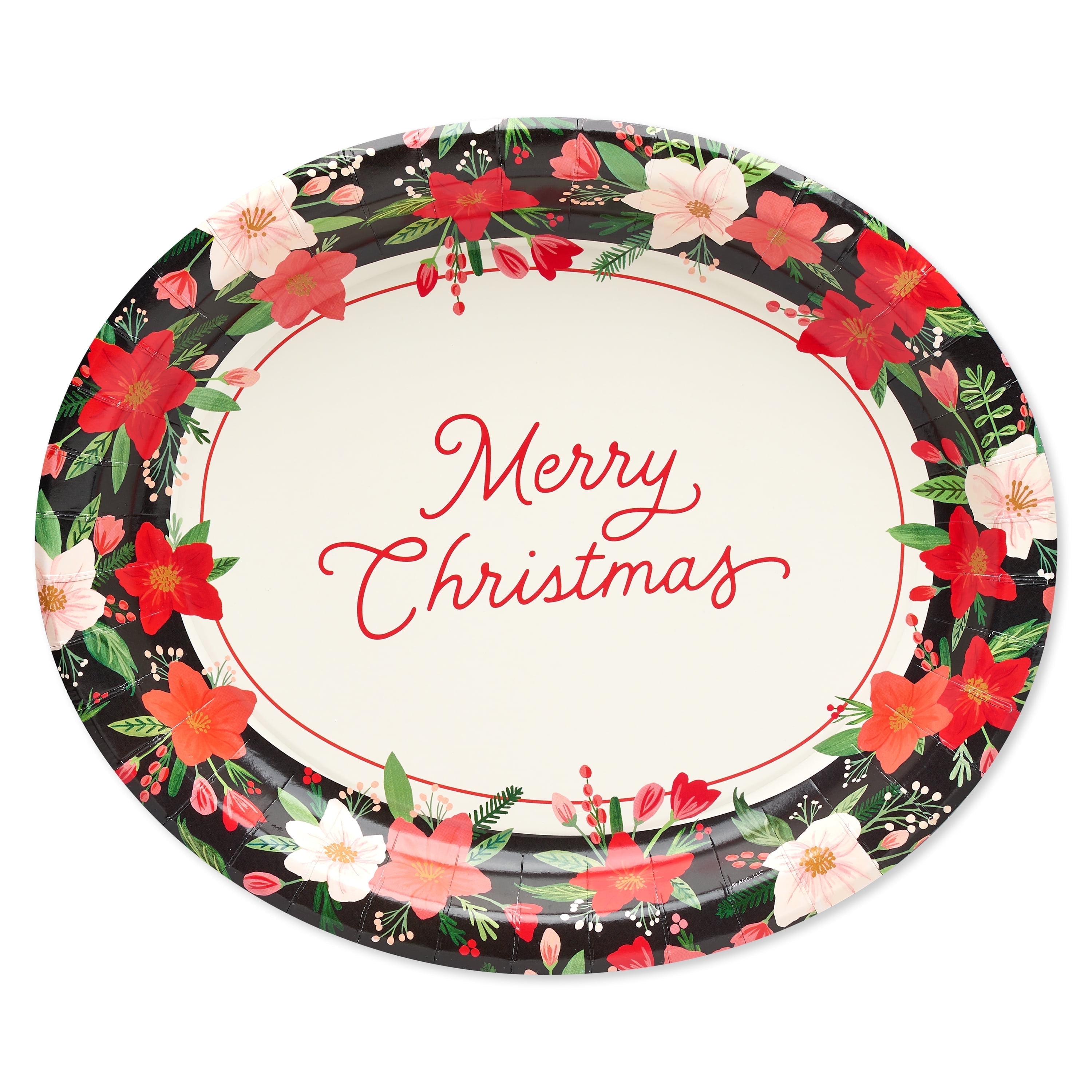 American Greetings 12 in. Paper Dinner Plates, Winter Floral Christmas ...