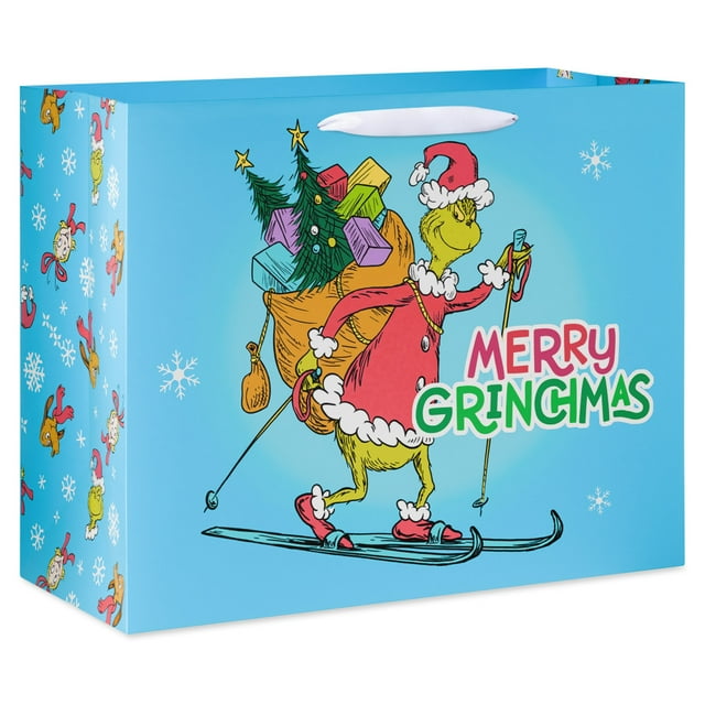 American Greetings 16 in. Extra Large Blue Grinch Christmas Gift Bags ...