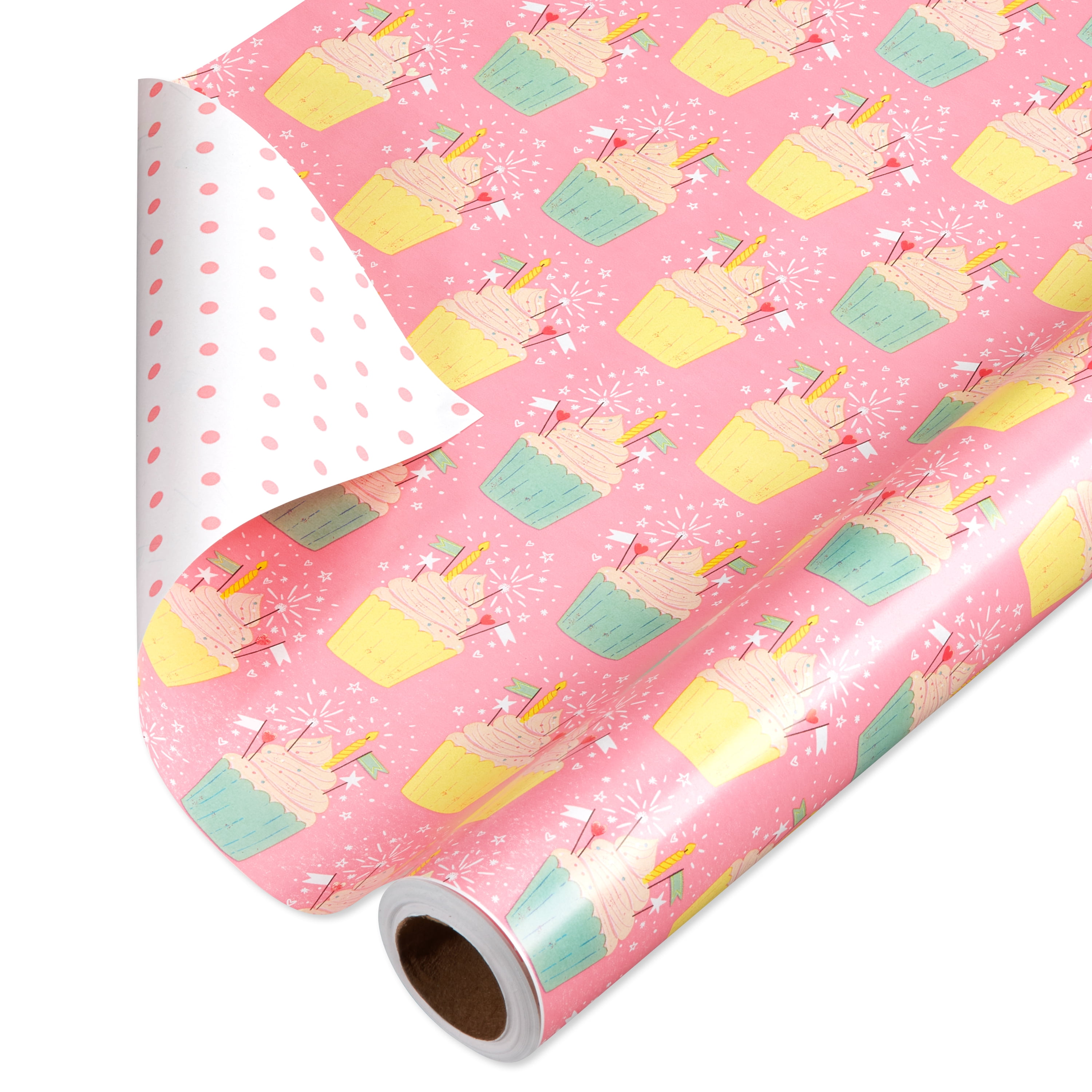 American Greetings 175 sq. ft. Reversible Wrapping Paper for Birthdays ...