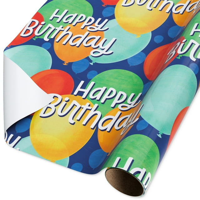 American Greetings 20 Sq. ft. Birthday Balloons Wrapping Paper (96 in ...