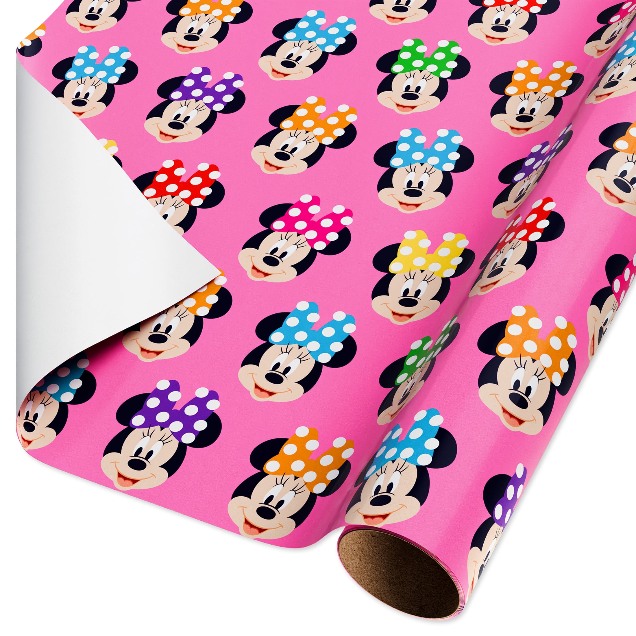 American Greetings 20 Sq. ft. Minnie Mouse Pink Wrapping Paper (96 in ...