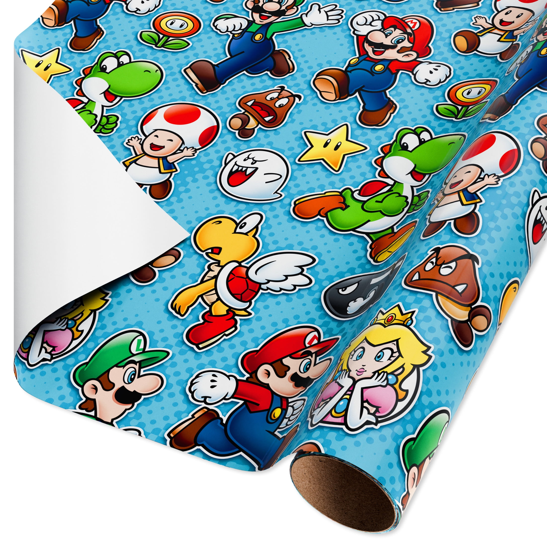 American Greetings 20 Sq. ft. Super Mario Wrapping Paper for Kids (96 ...