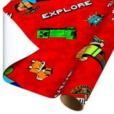 American Greetings 30 in. x 96 in. Red Birthday Minecraft Wrapping ...
