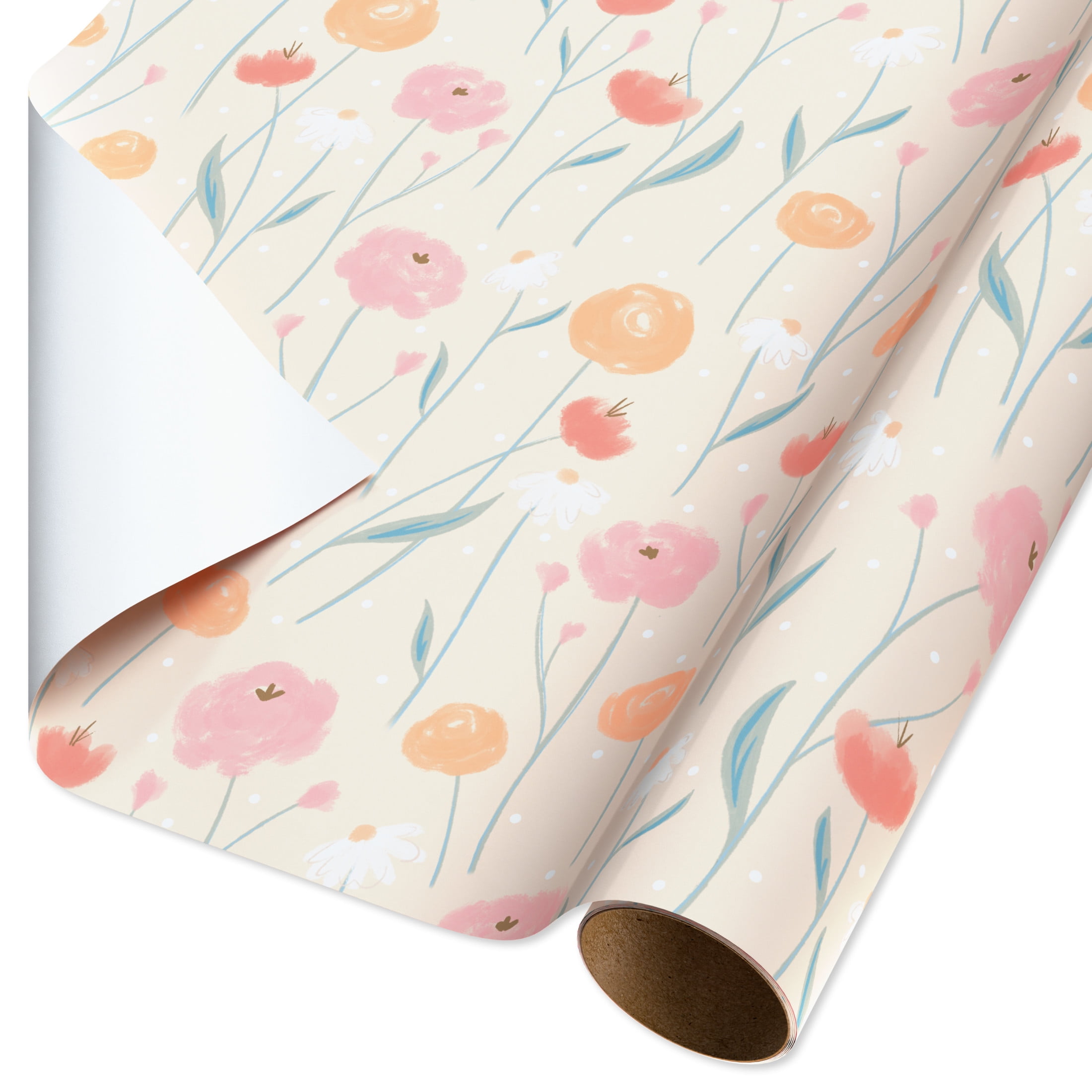 American Greetings 30 in. x 96 in. Wedding Wrapping Paper, Florals (1 ...