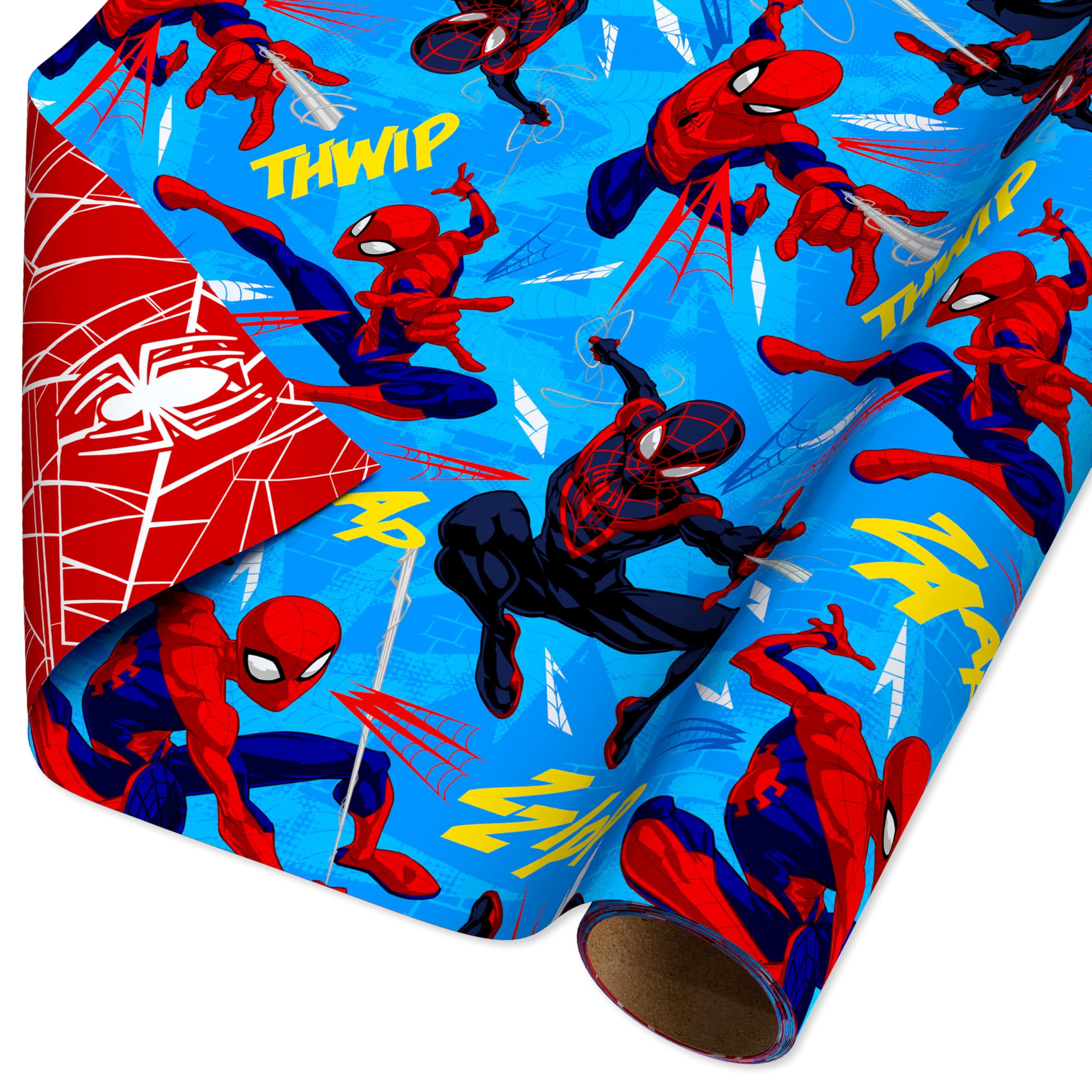 American Greetings 40 FEV6 sq. ft. Reversible Spiderman Wrapping Paper ...