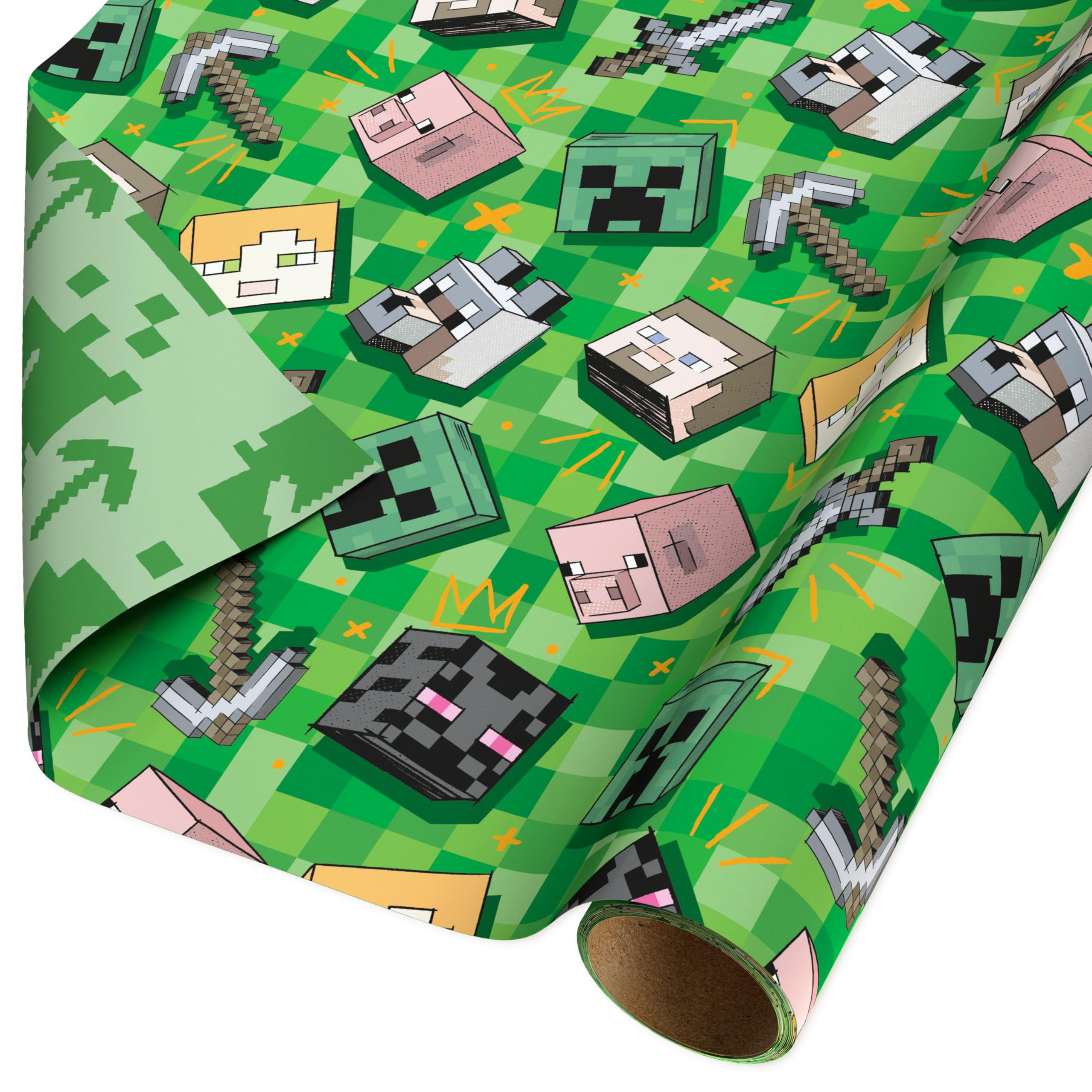 American Greetings 40 TWE5 sq. ft. Reversible Minecraft Wrapping Paper ...