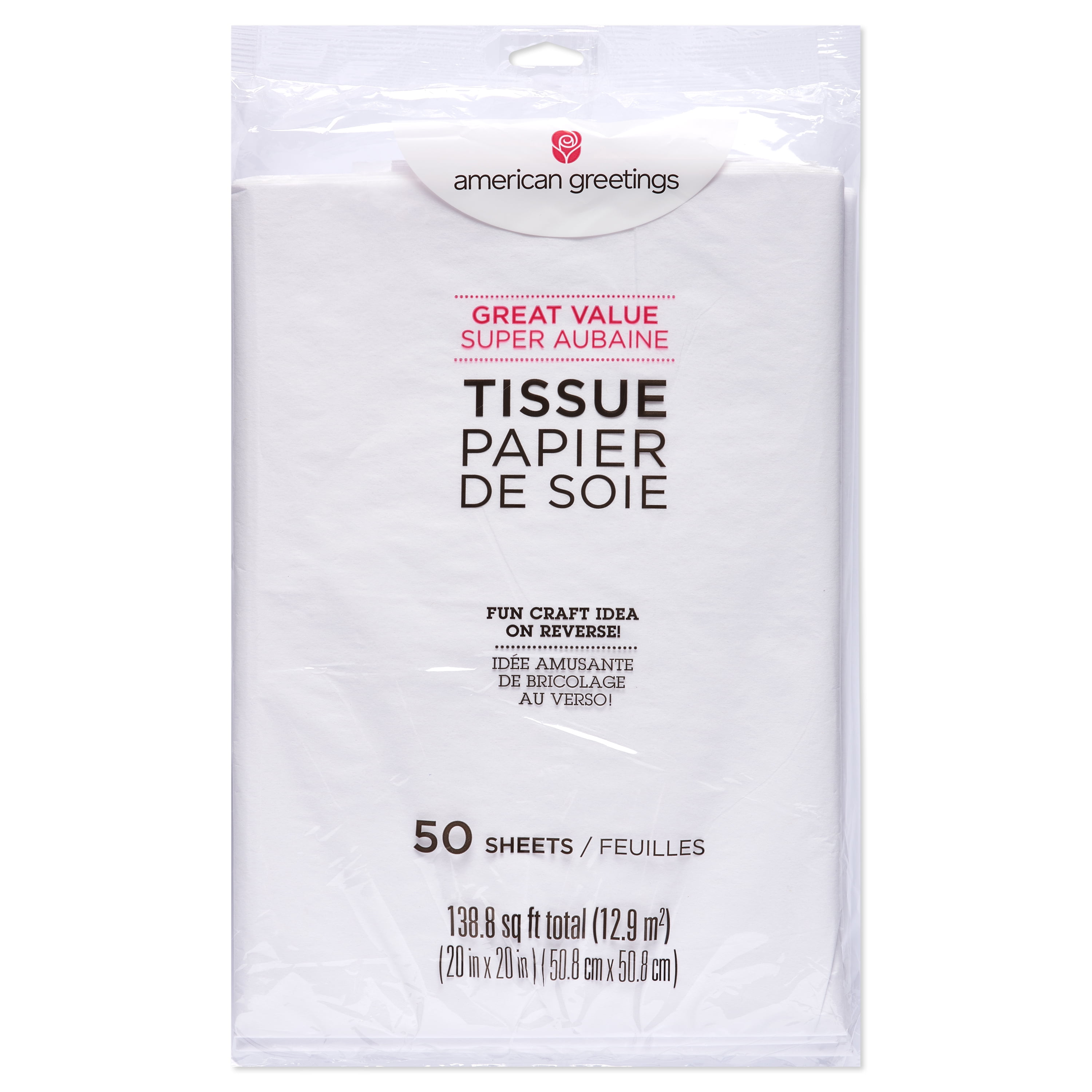 American Greetings 50 Sheets 20 in. x 20 in. White Tissue Paper for ...