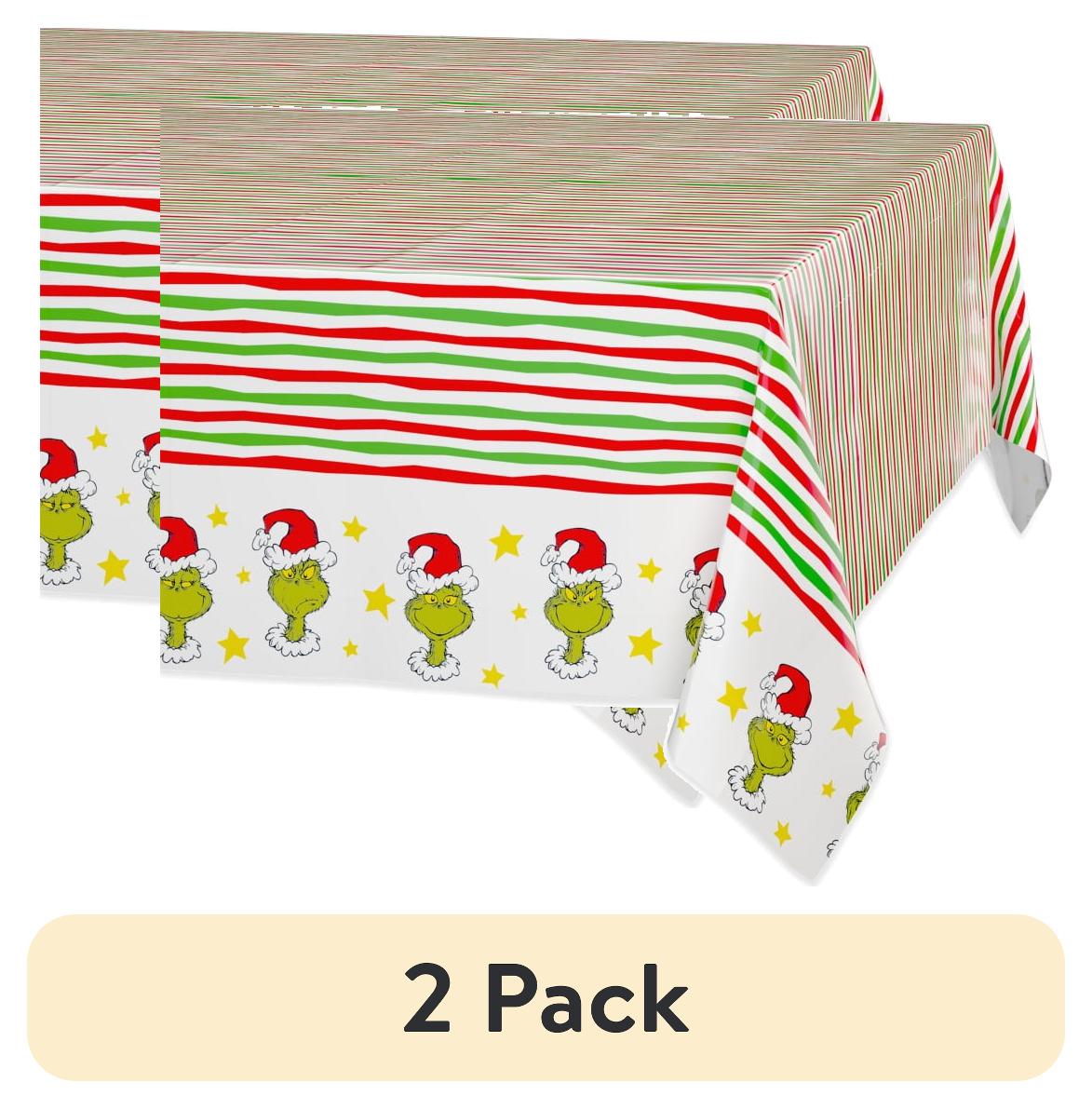 (2 pack) American Greetings Grinch Christmas Plastic Table Cover ...