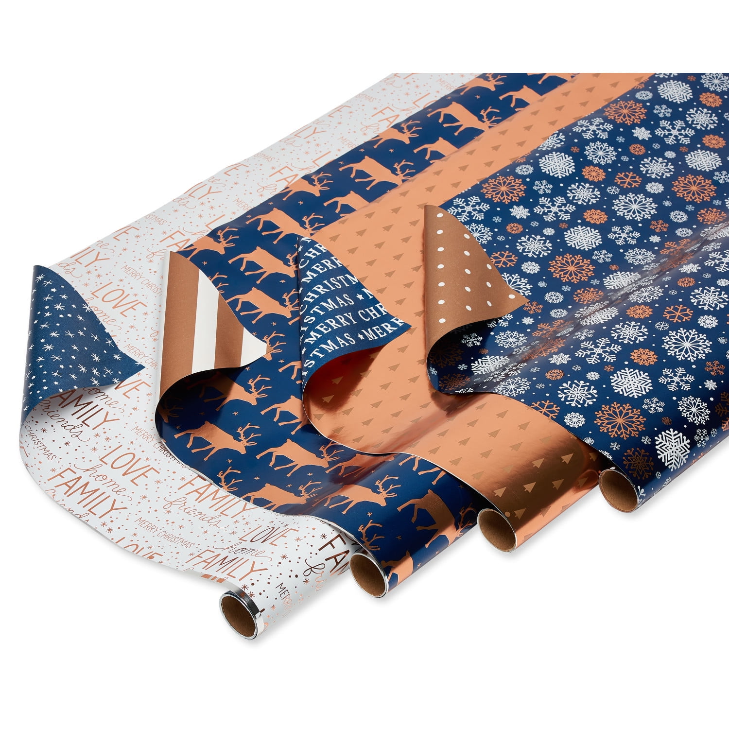American Greetings 80 sq. ft. Reversible Blue Wrapping Paper Bundle for ...
