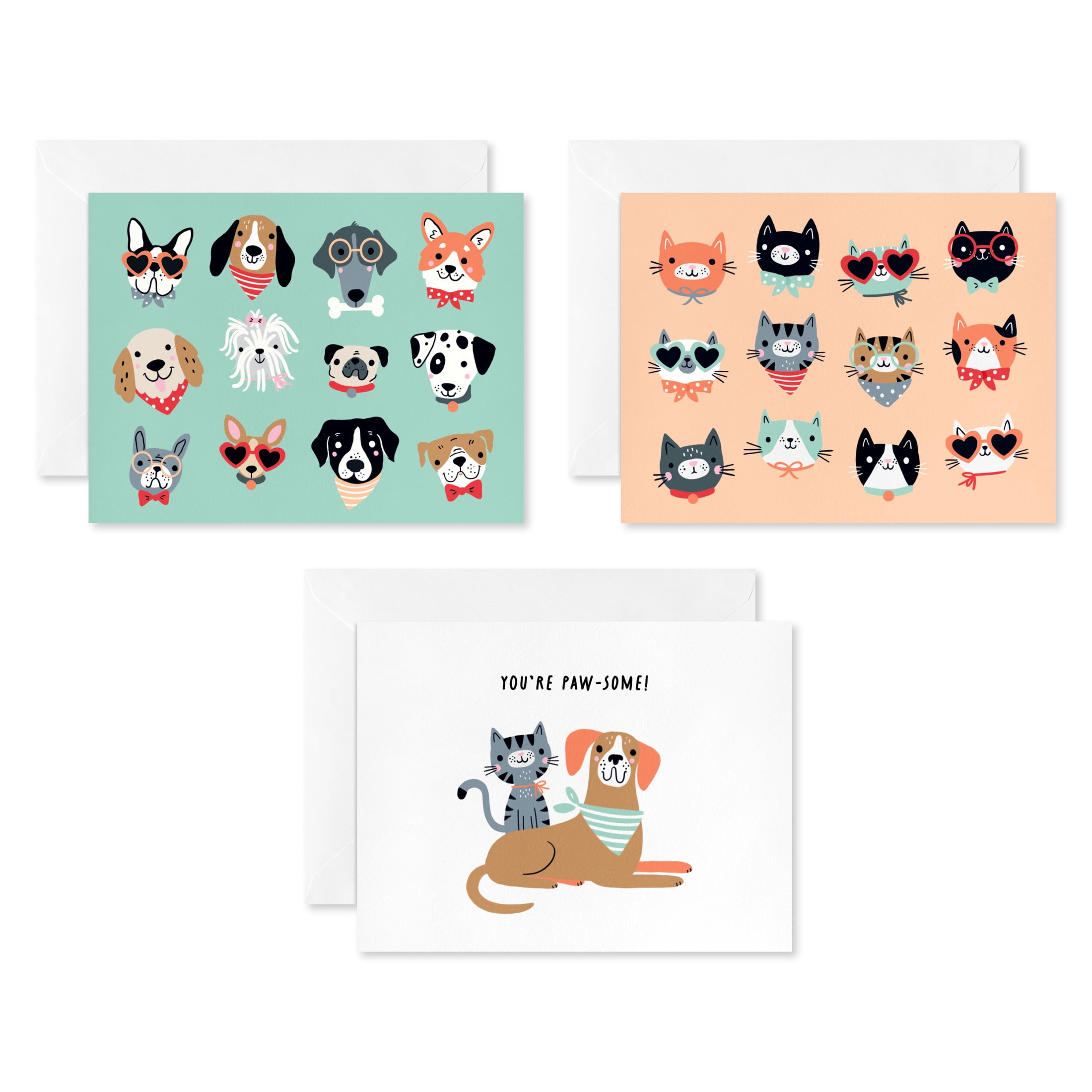 American Greetings All Occasion Stationery Note Multi-pack, Cats & Dogs ...