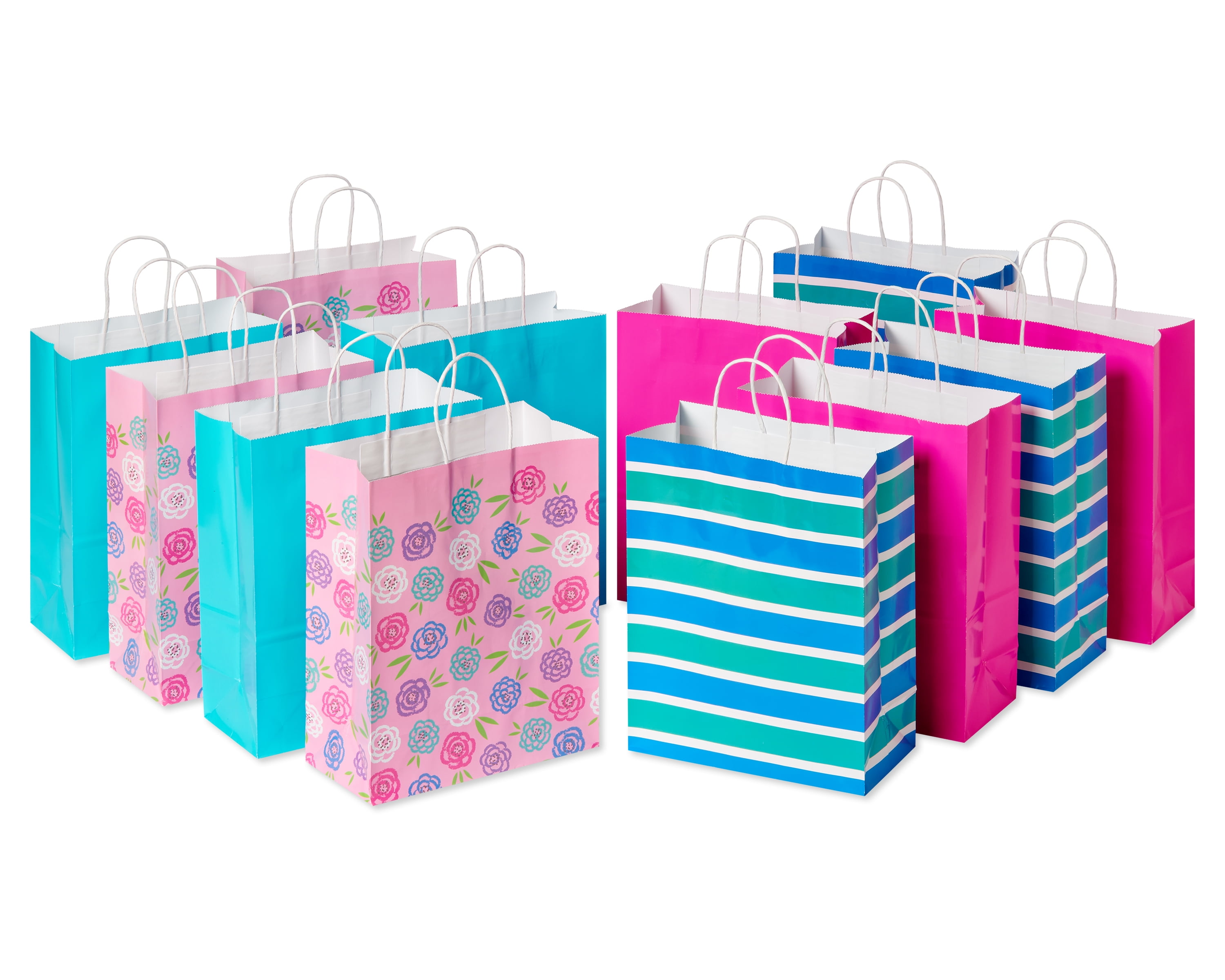 American Greetings 13" Large Gift Bags (Pink and Blue Patterns) for ...