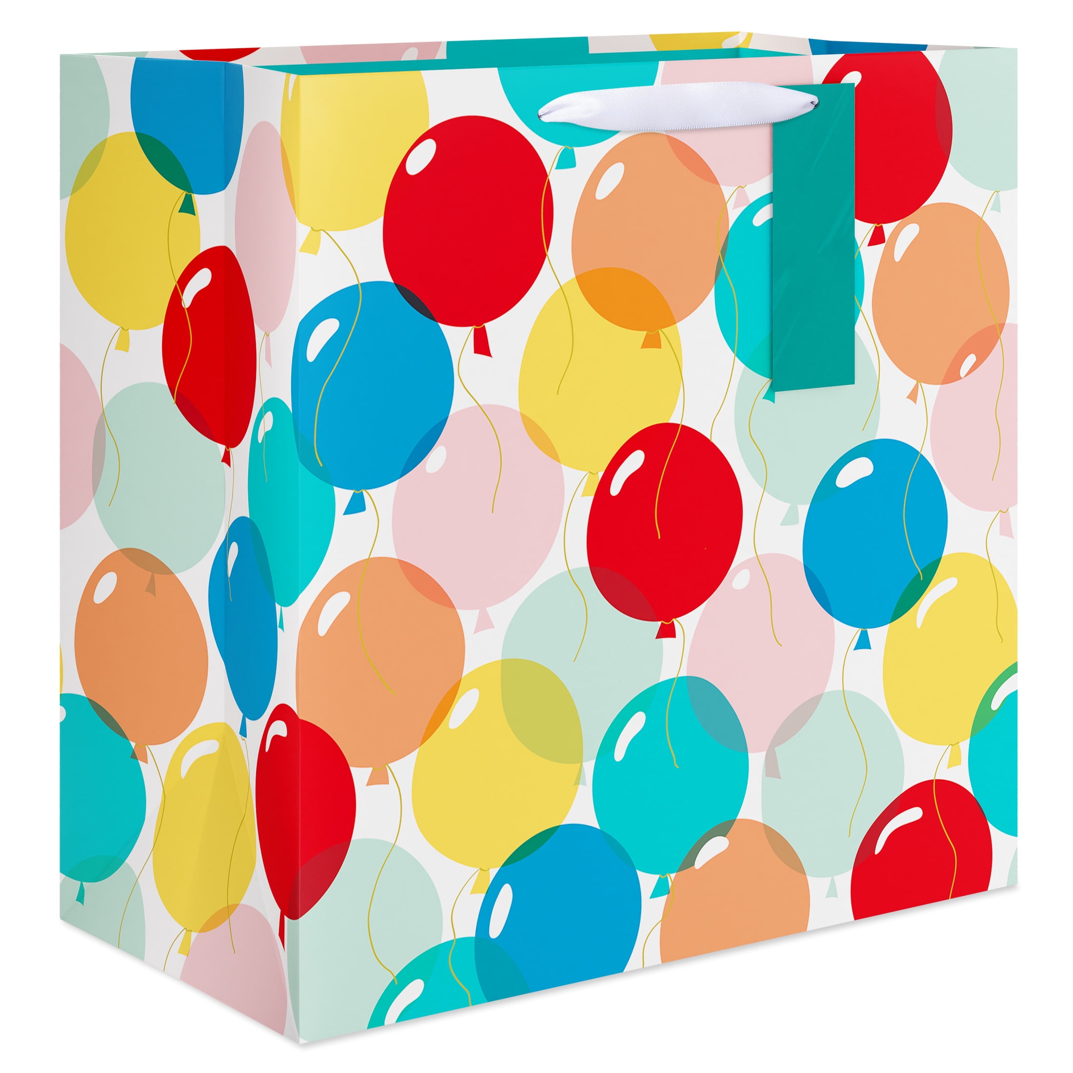 American Greetings Birthday Jumbo Square Gift Bag, Balloons on White ...