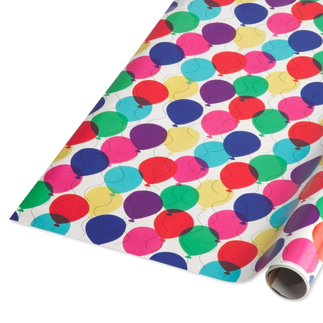 American Greetings Birthday Wrapping Paper, Balloons (20 Sq. ft., 1 ...