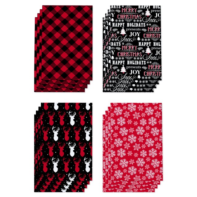 American Greetings Christmas Wrapping Paper Sheets, Plaid, Snowflakes ...