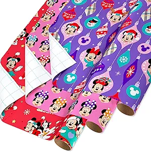 American Greetings Disney Christmas Wrapping Paper for Kids, Minnie ...