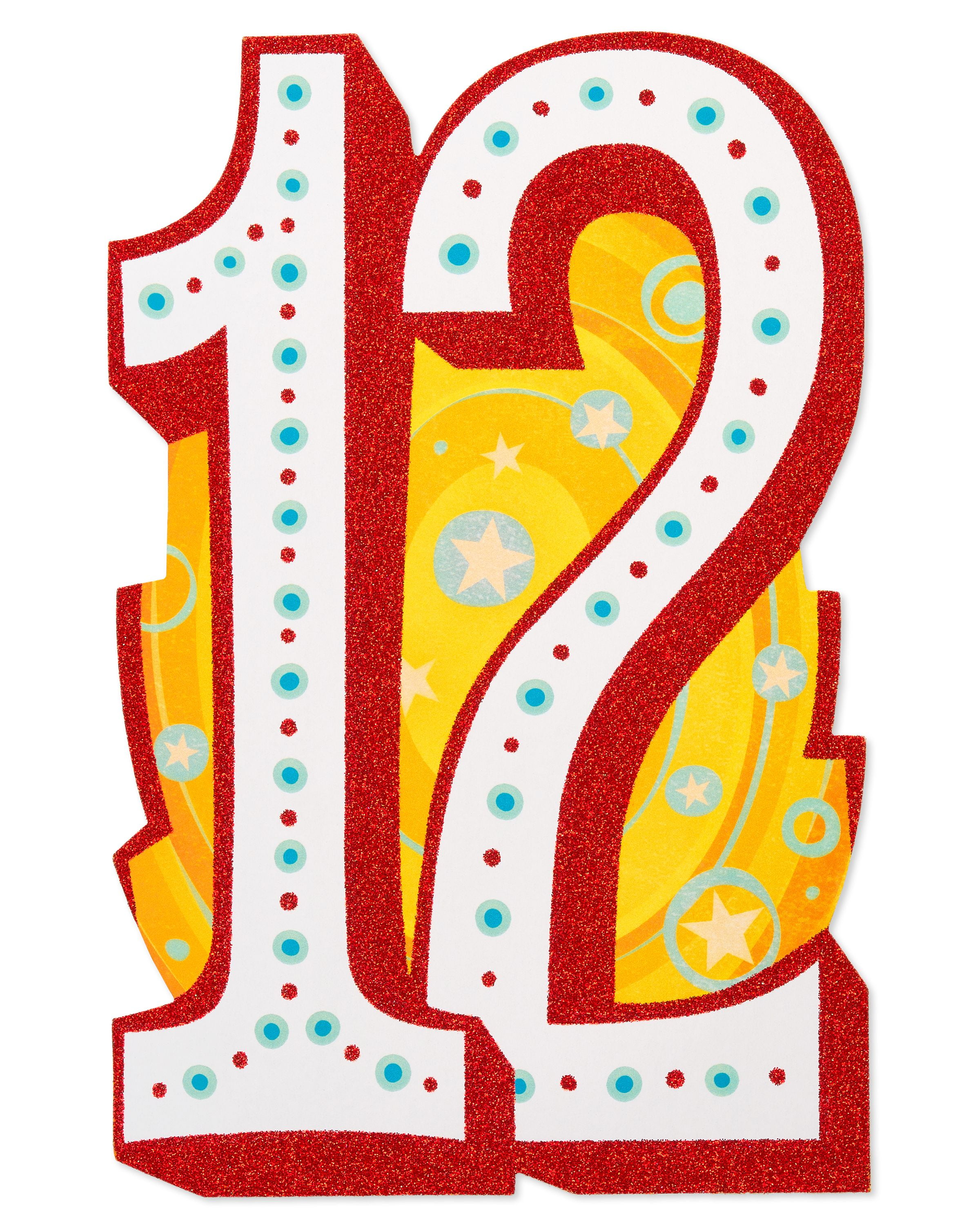 American Greetings Epic Starry 12th Birthday Card with Glitter ...