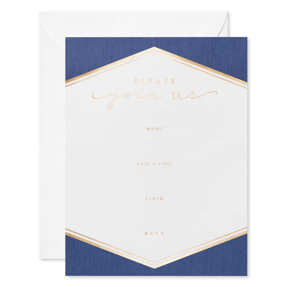 American Greetings Formal Invitations with Envelopes, Navy Gold (10 ...