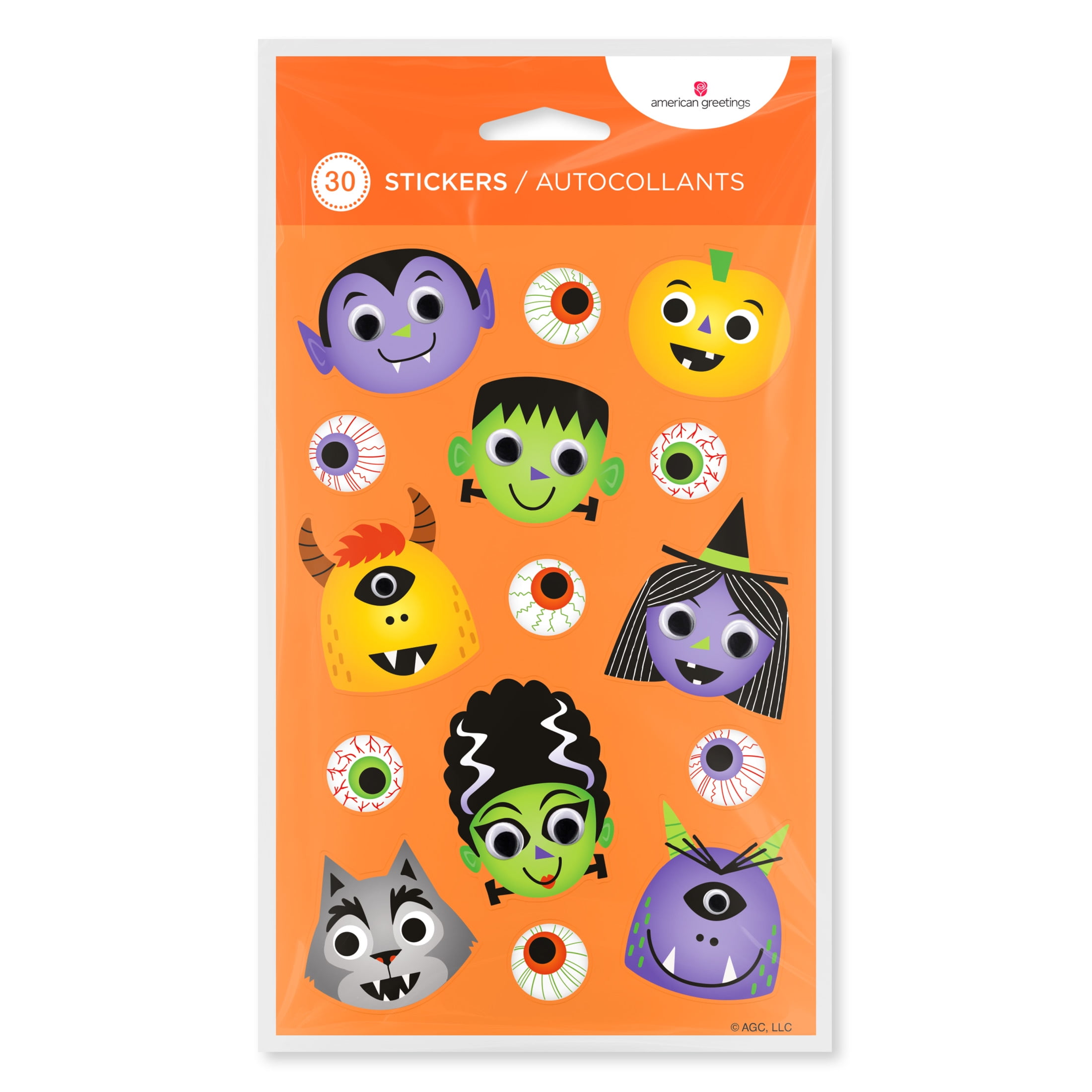 American Greetings Halloween 3D Sticker Sheet Googly Eyes Characters (1 ...