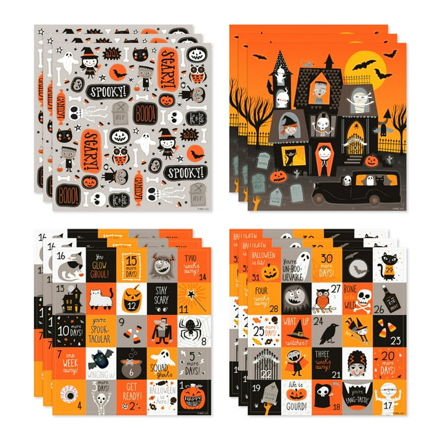 American Greetings Halloween Countdown Sticker Pad Spooky Multi-Pack (4 ...
