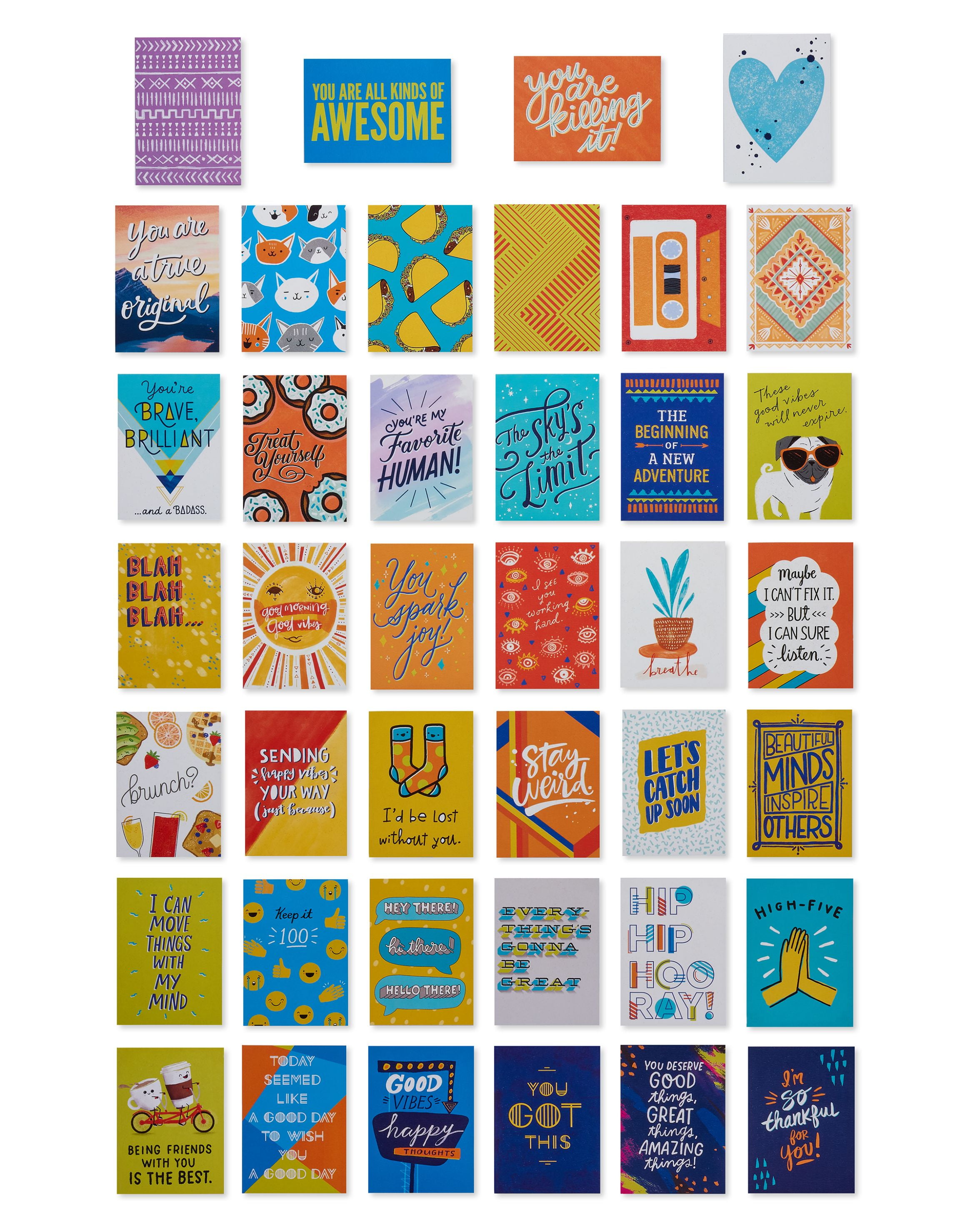 American Greetings Mini Note Cards for Kids and Adults, Trendy Happy ...