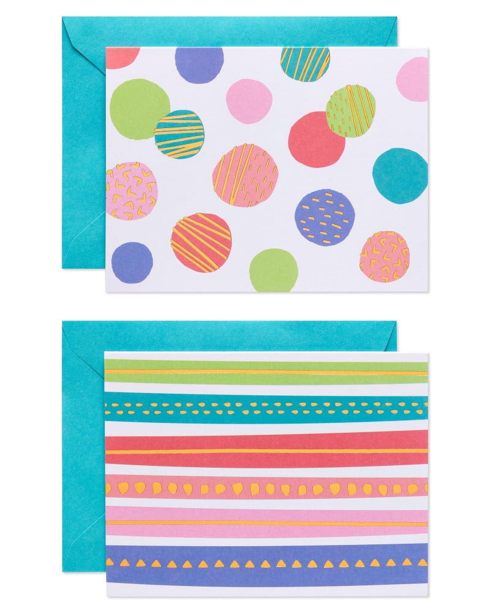 American Greetings Multi-Color Polka Dots and Stripes Stationery Note ...
