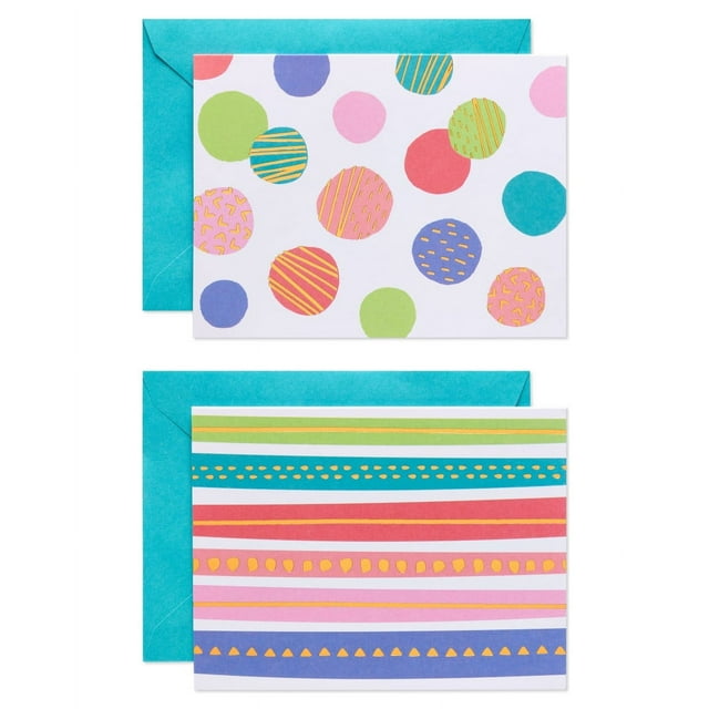 American Greetings Multi-Color Polka Dots and Stripes Stationery Note ...