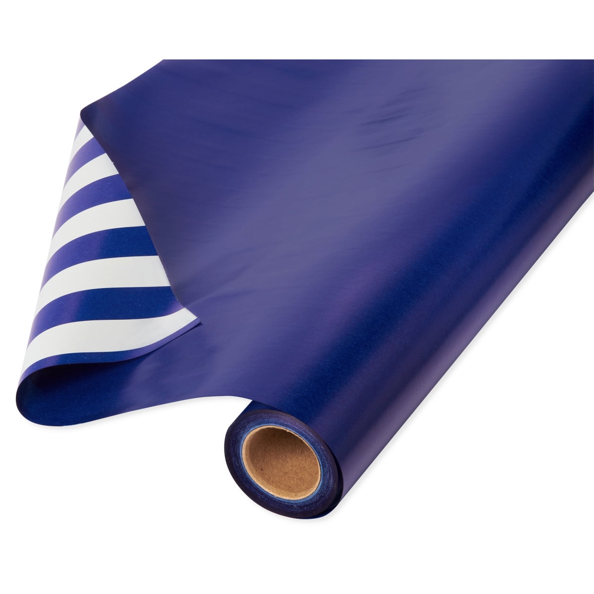 American Greetings Big Birthday Gift Wrap, Reversible Navy and Stripes ...
