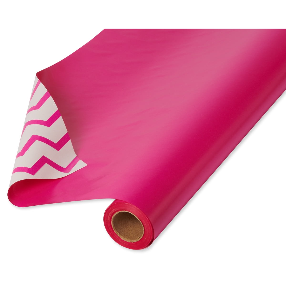 American Greetings Reversible Wrapping Paper, Pink and Chevron (1 Jumbo ...