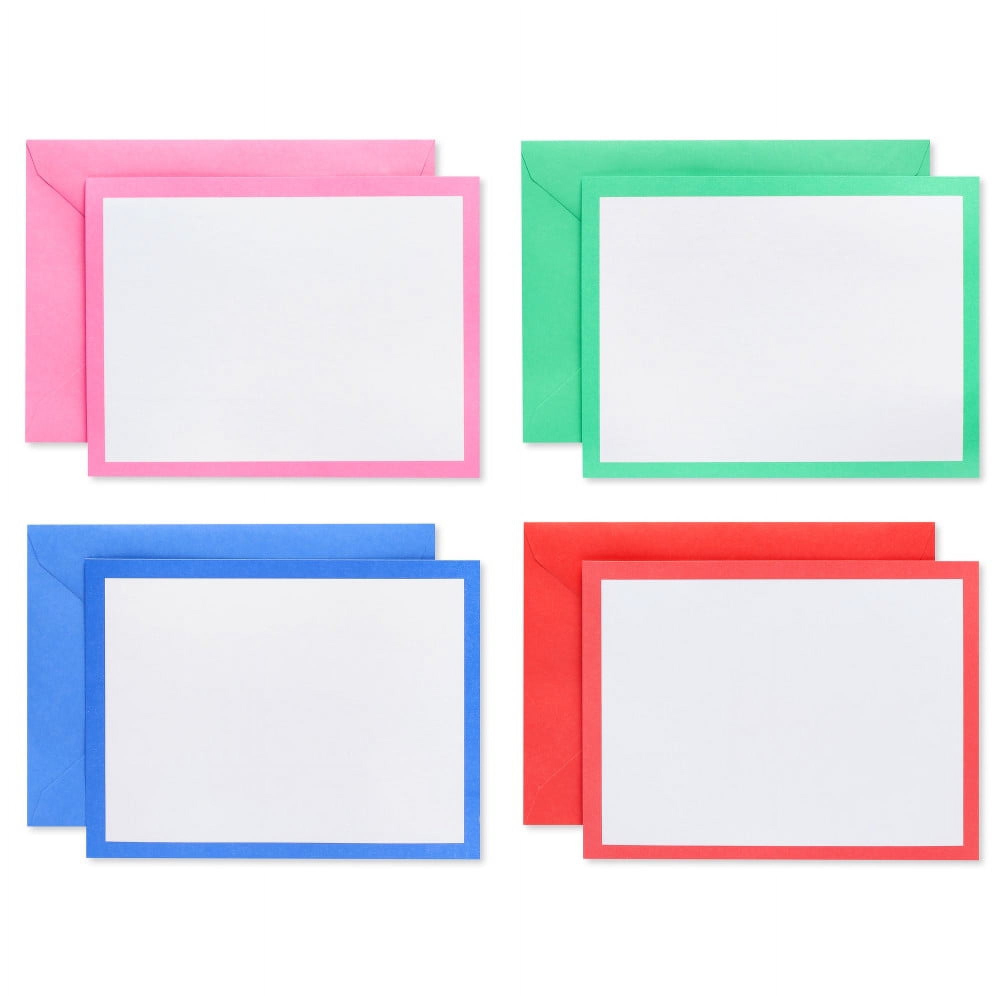 American Greetings Single Panel Blank Boxed Stationery with Multi-colored Borders, Envelopes ...