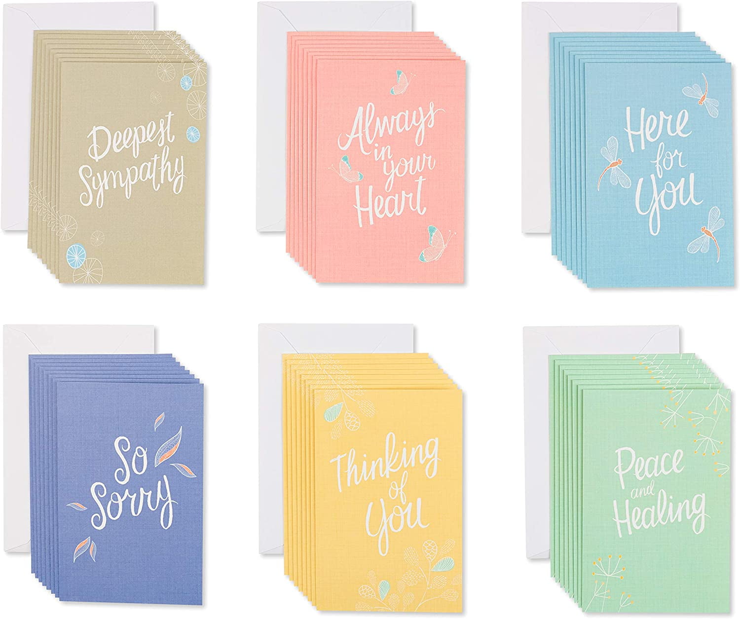 American Greetings Sympathy Cards Assortment, Hand-Lettered (48-Count ...