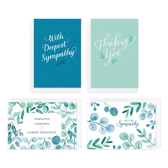 American Greetings Sympathy Card Bundle for Anyone, Blue Floral (4 ...
