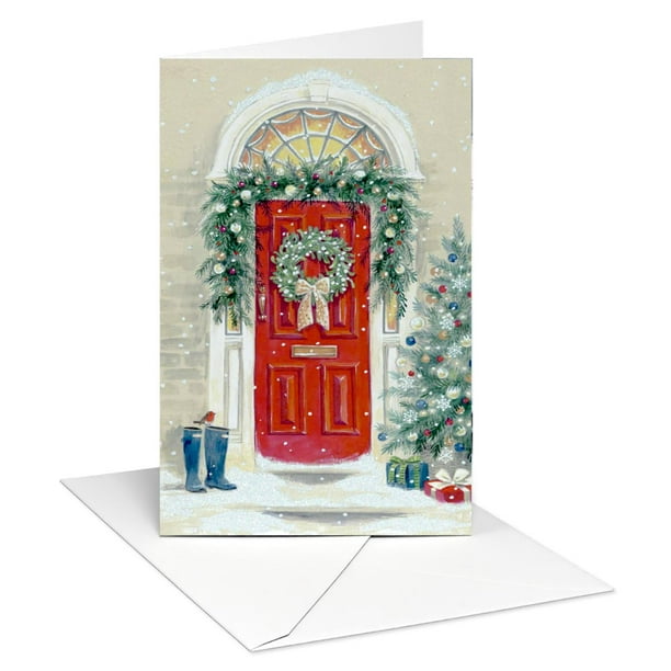 American Greetings Traditional Boxed Christmas Cards, Red Door (18 ...
