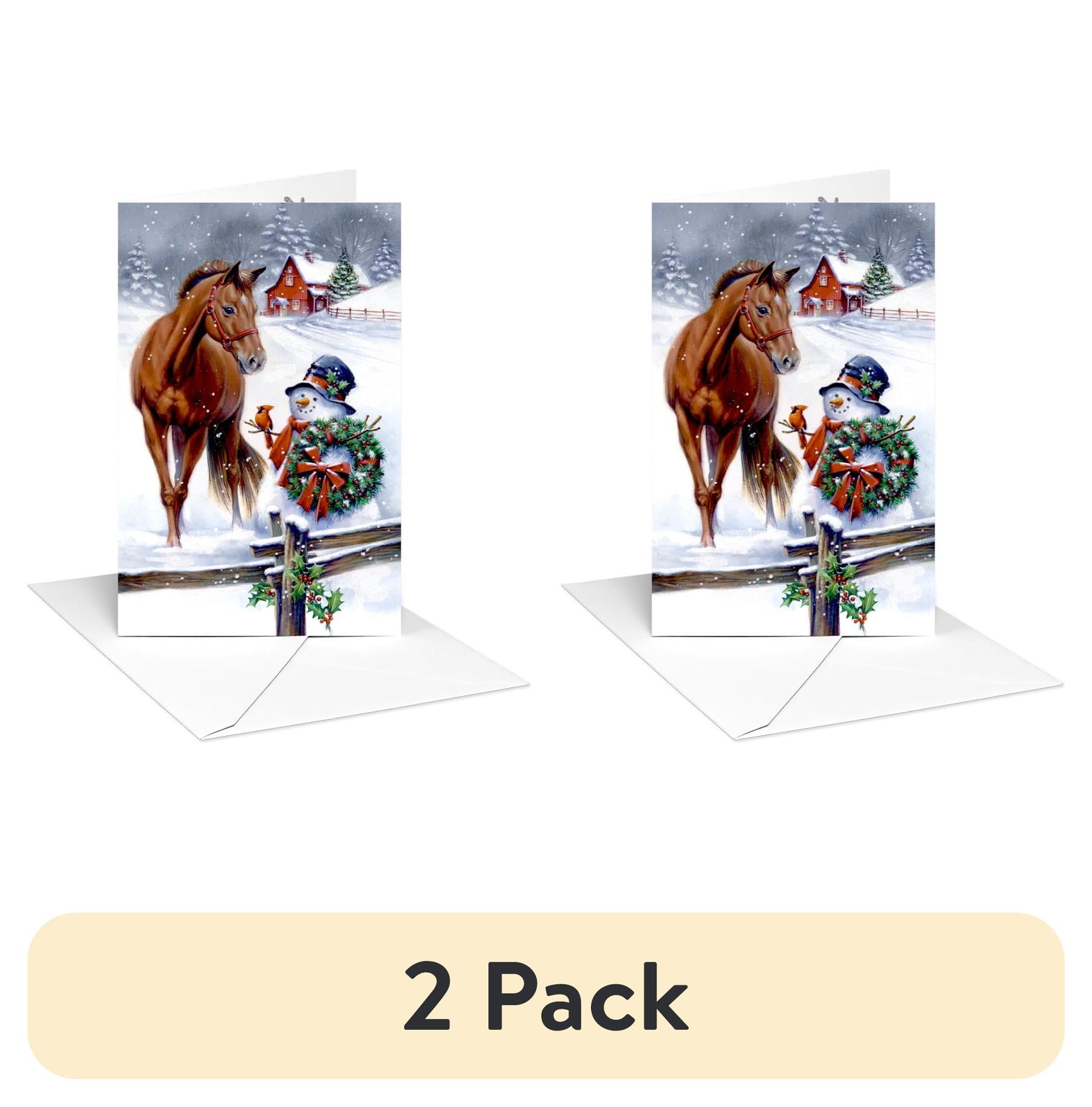 (2 pack) American Greetings Traditional Boxed Christmas Cards, Horse ...