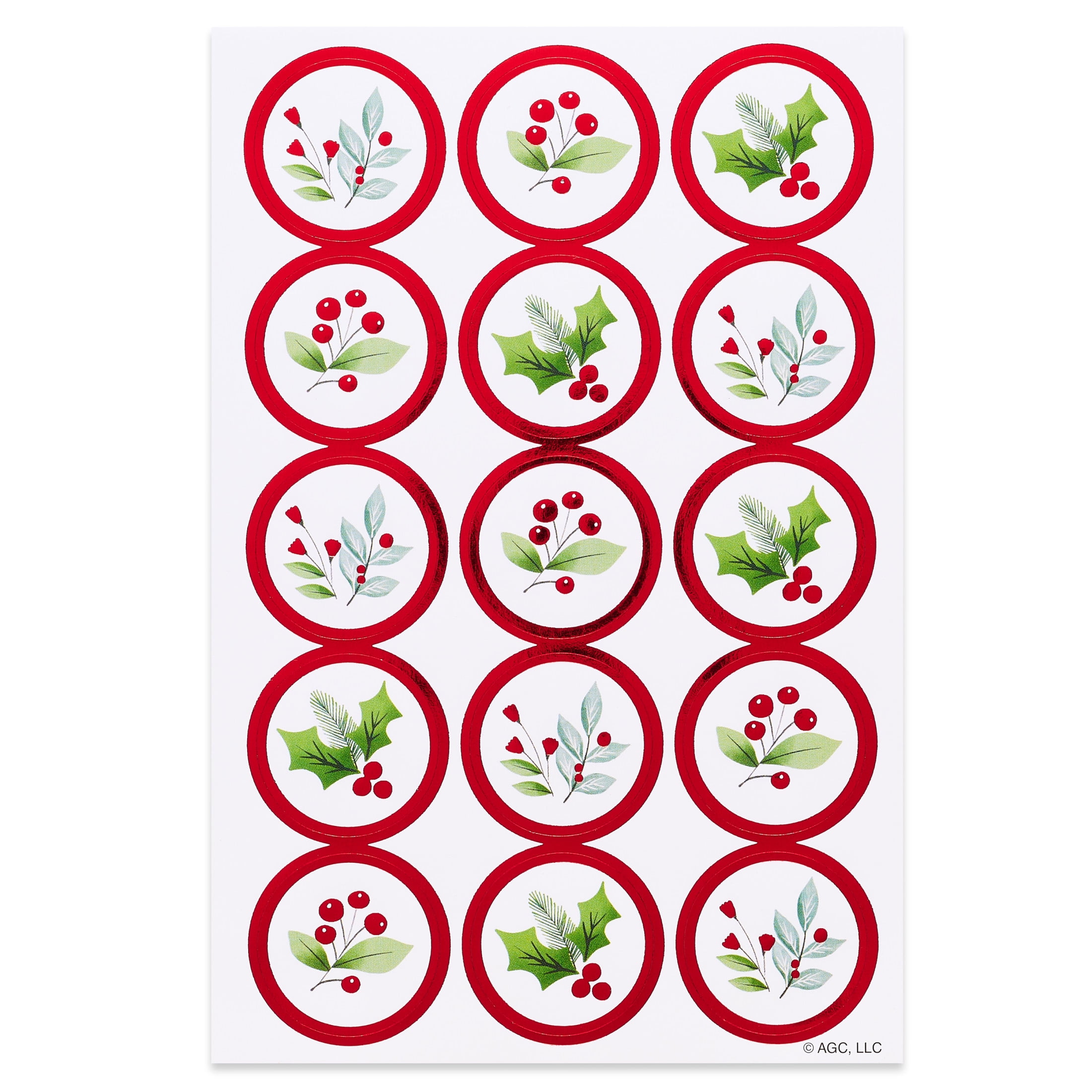 American Greetings Traditional Floral Holly Christmas Sticker Seals ...