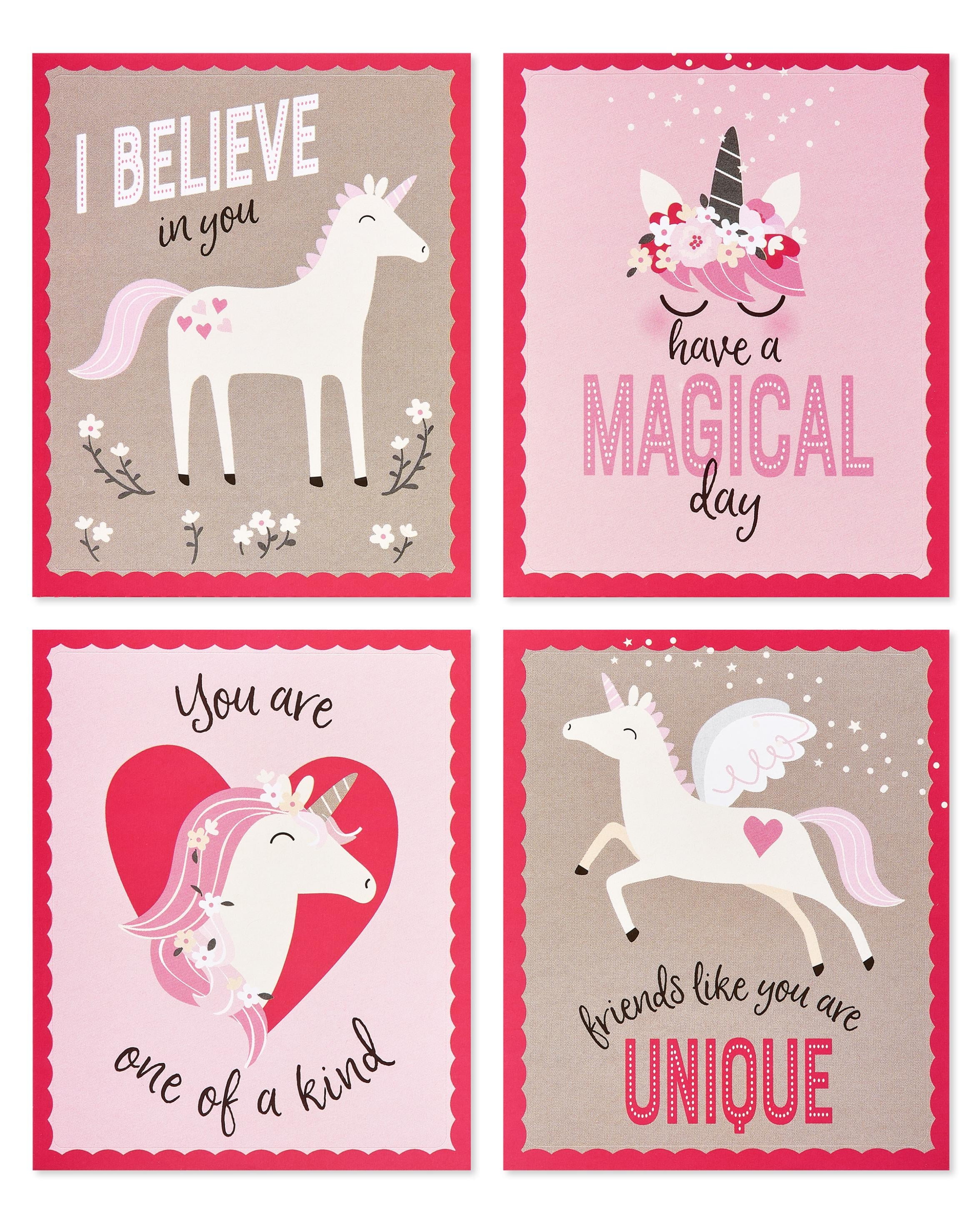 American Greetings Valentine's Unicorn Sticker Cards for Kids ...