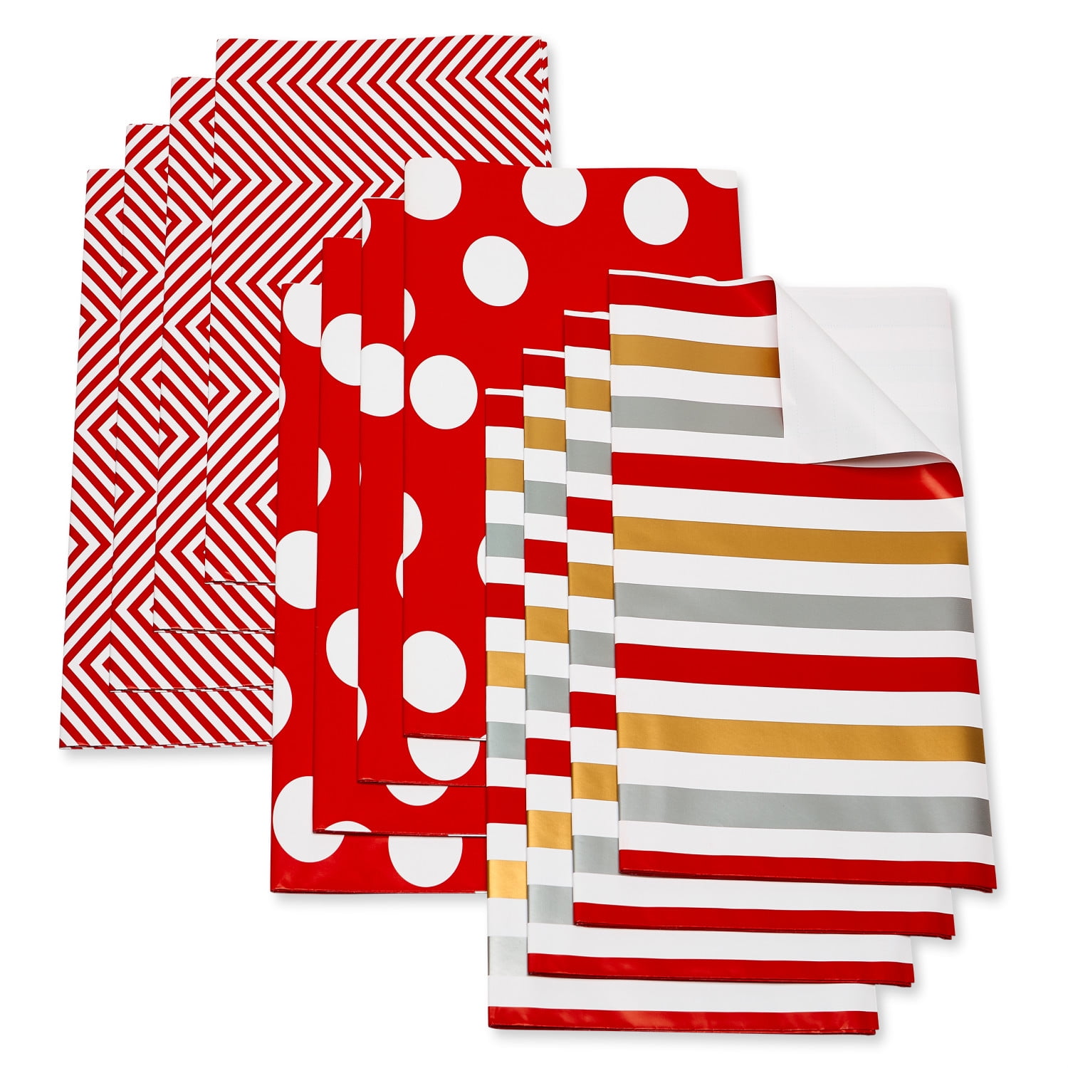American Greetings Wrapping Paper Sheets with Gridlines, Red and White ...