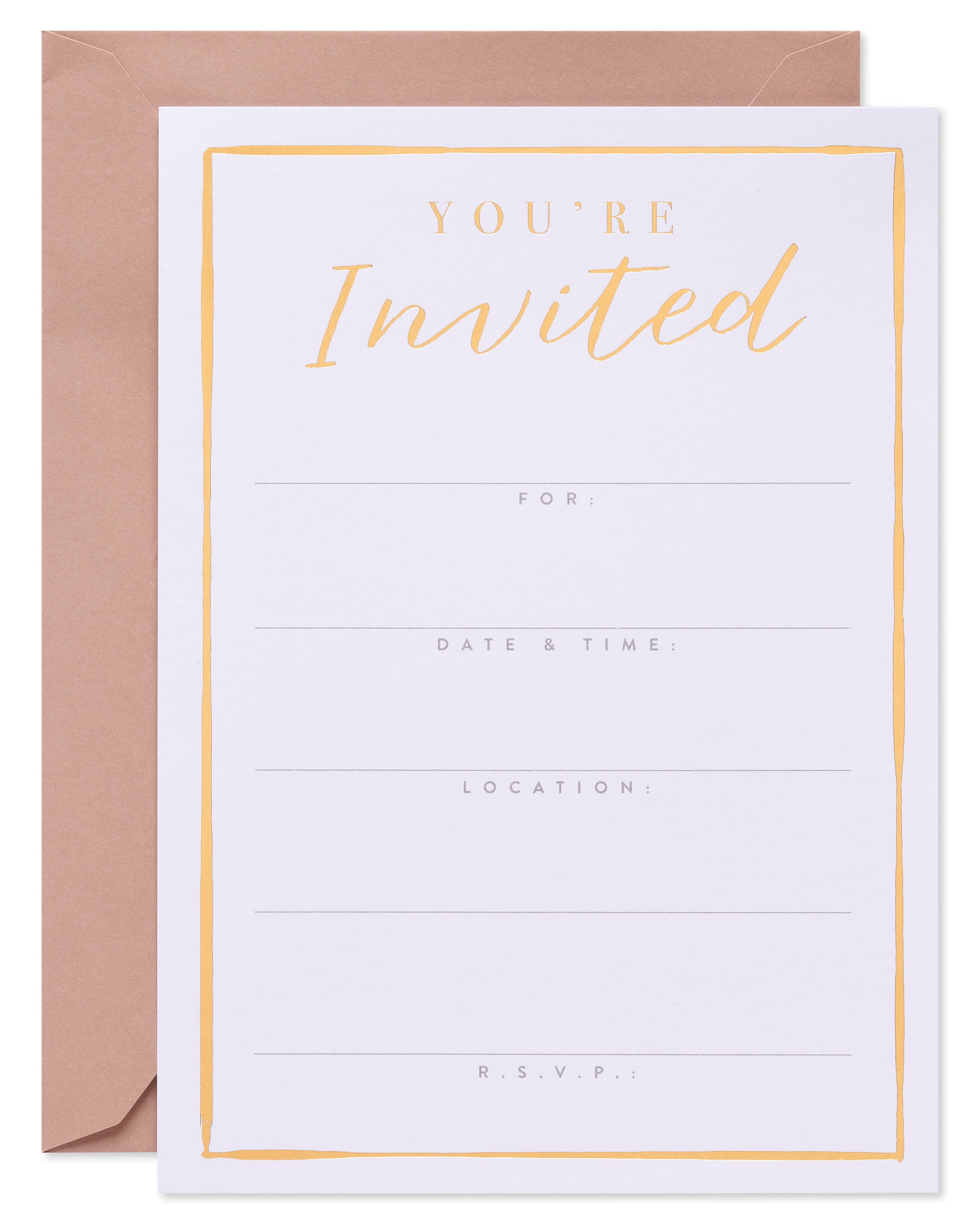 American Grettings Wedding Invitations with Envelopes, White and Gold ...
