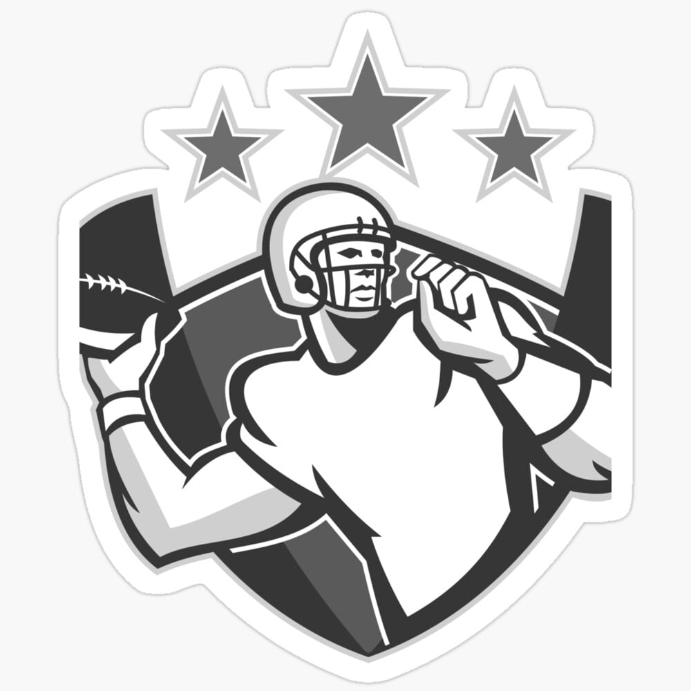 American Gridiron Football Throw Ball Grayscale Sticker Baseball ...