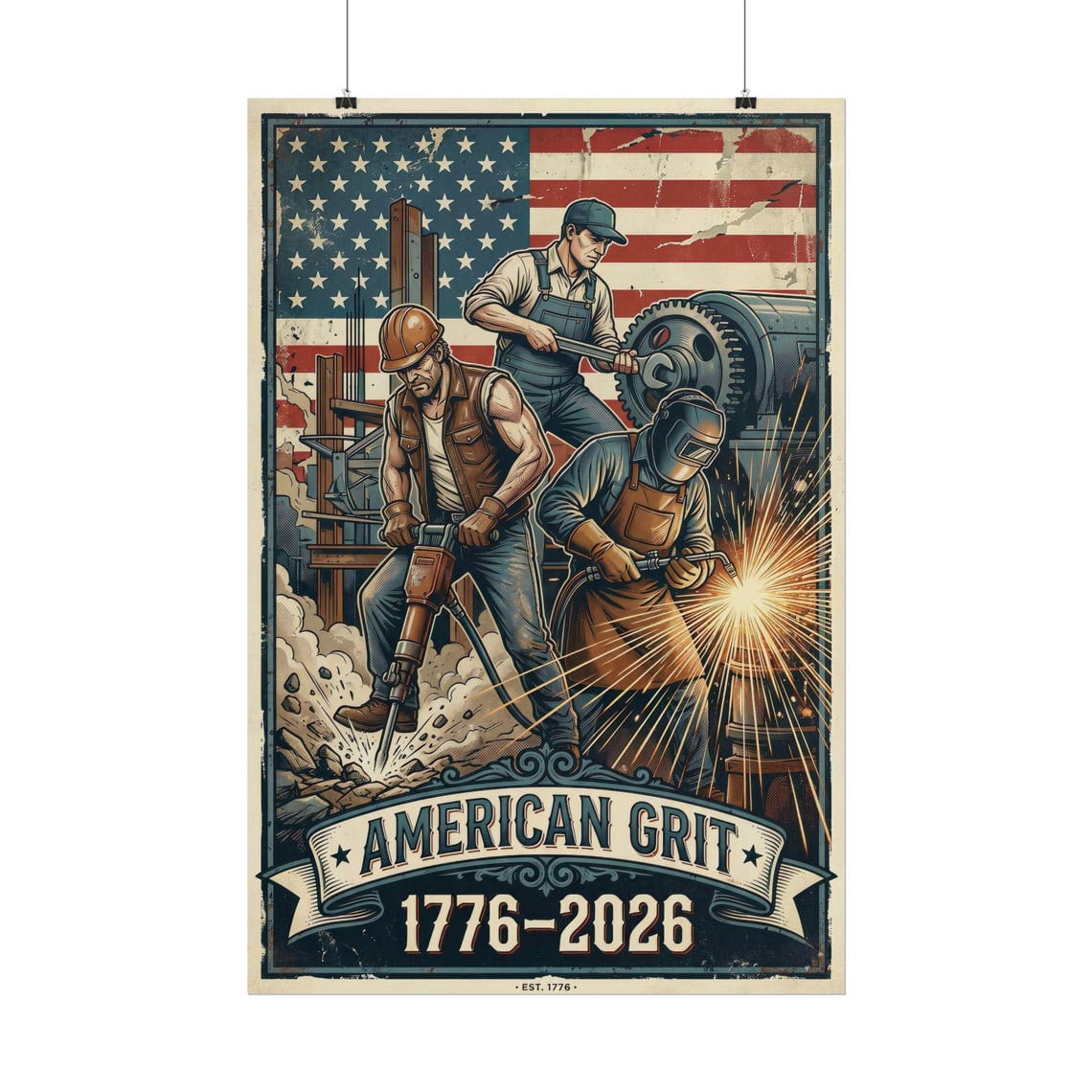 American Grit 250 Years Labor Welder Mechanic Giclee Unframed Paper ...